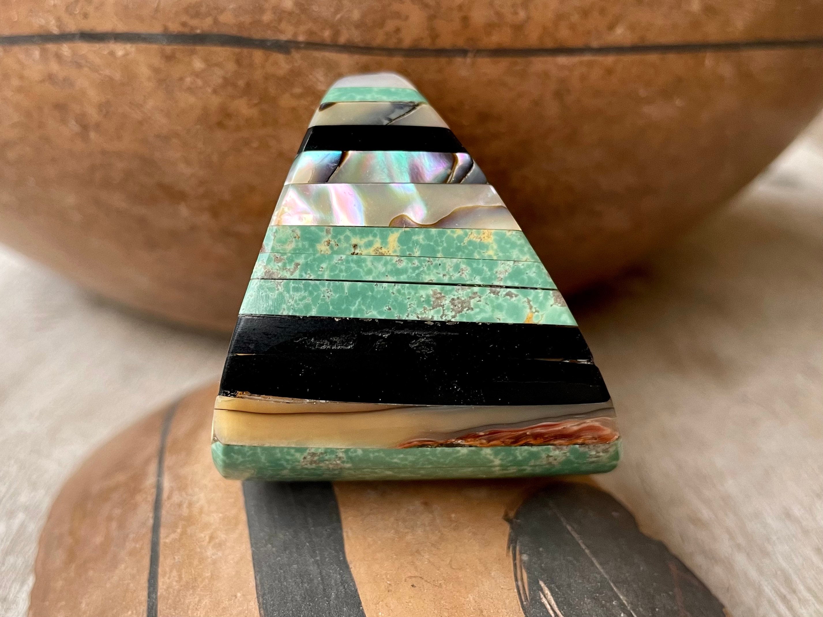 Vintage Turquoise Jet and Shell Inlay on Antler Jacla-like Pendant ...