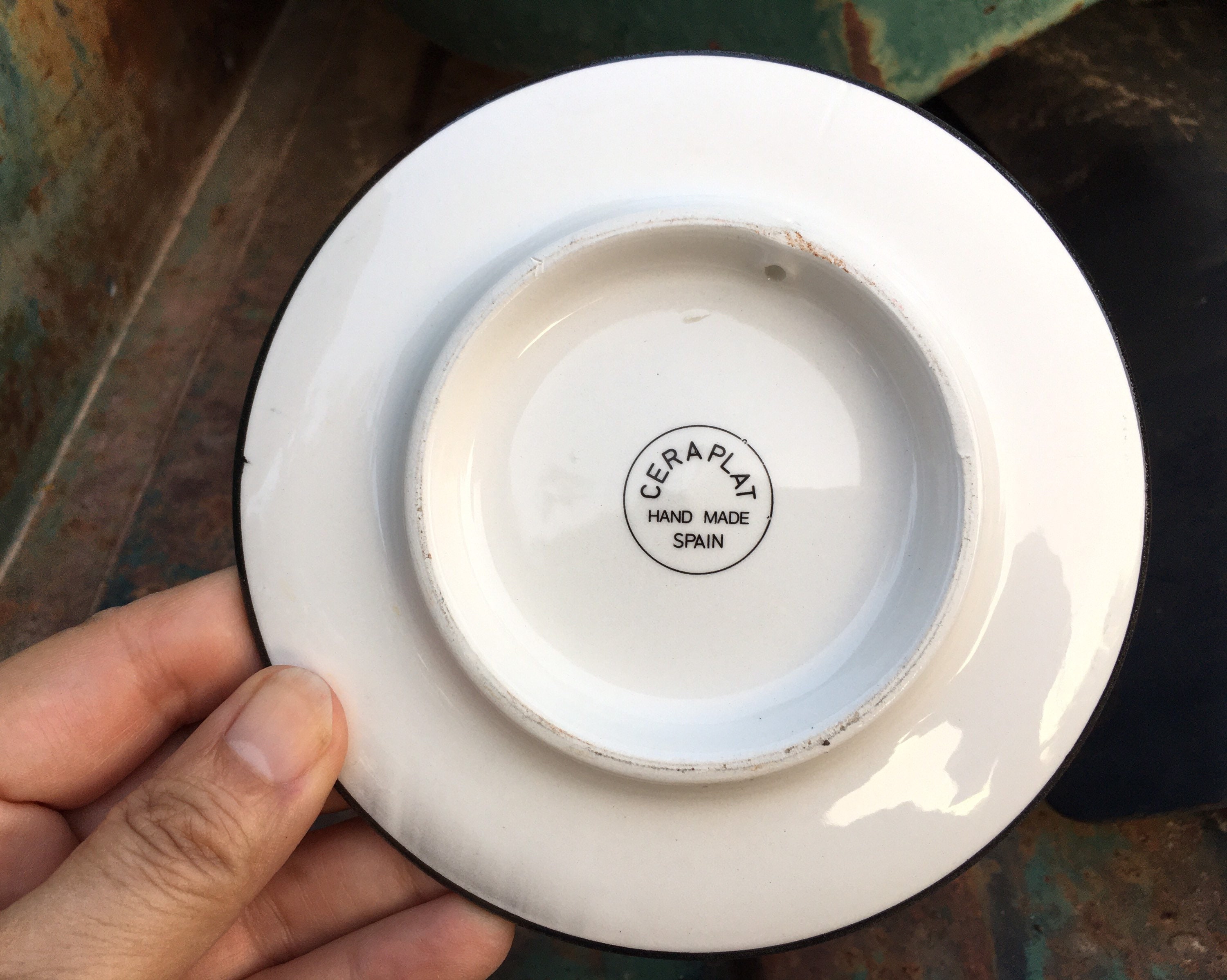 Two Handmade Spanish Miniature Wall Plates by Ceraplate, Blue and White ...