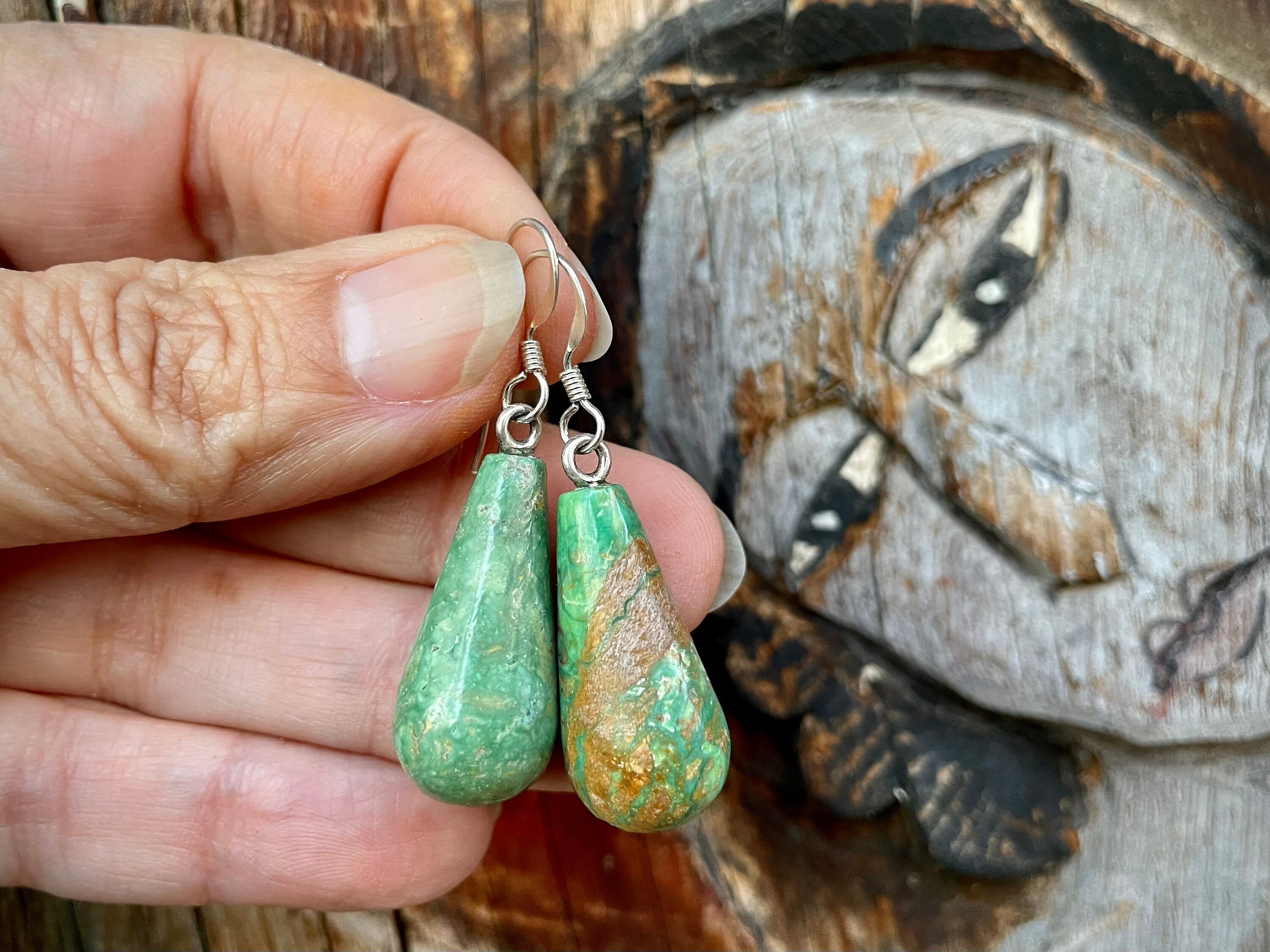 Turquoise Drop Dangle Earrings, Native American Indian Jewelry ...