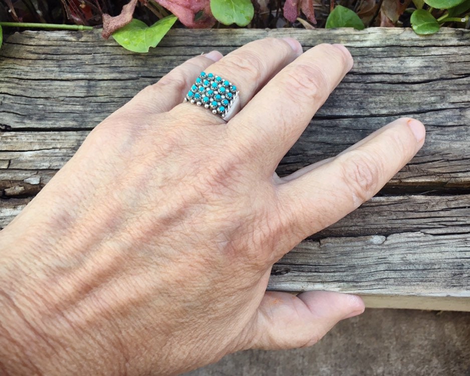 Size 7.75 Vintage Turquoise Ring for Women Signed Zuni Snake Eye ...