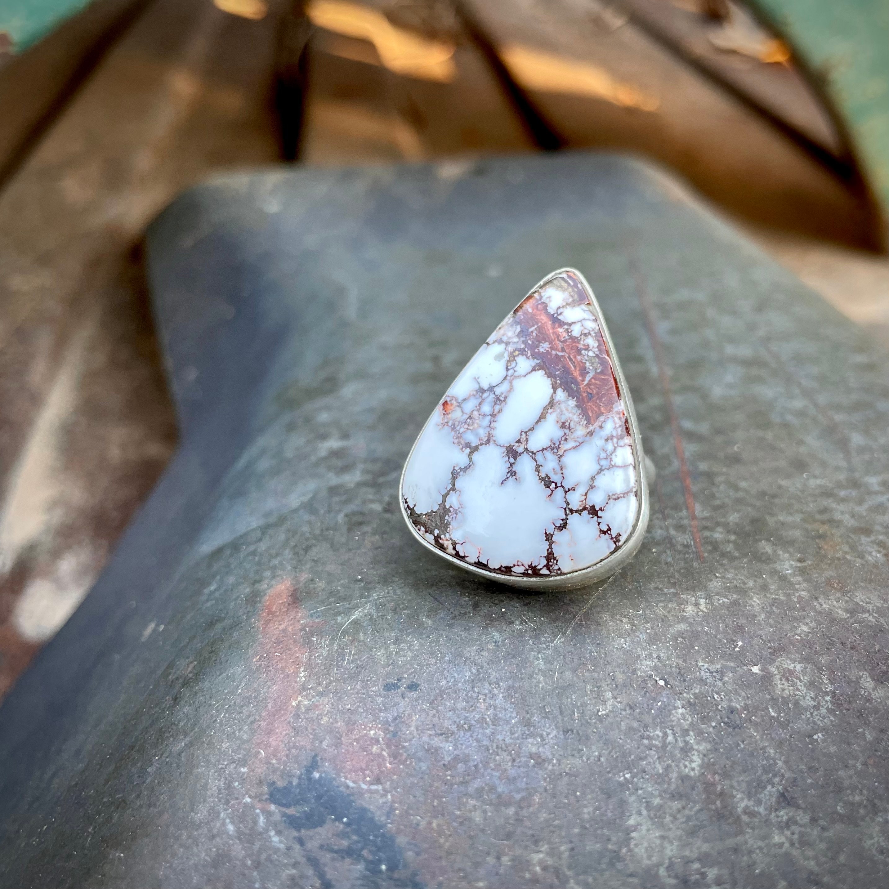 Sterling Silver Wild Horse Stone Magnesite Navajo Ring Approx Size 6.5 ...