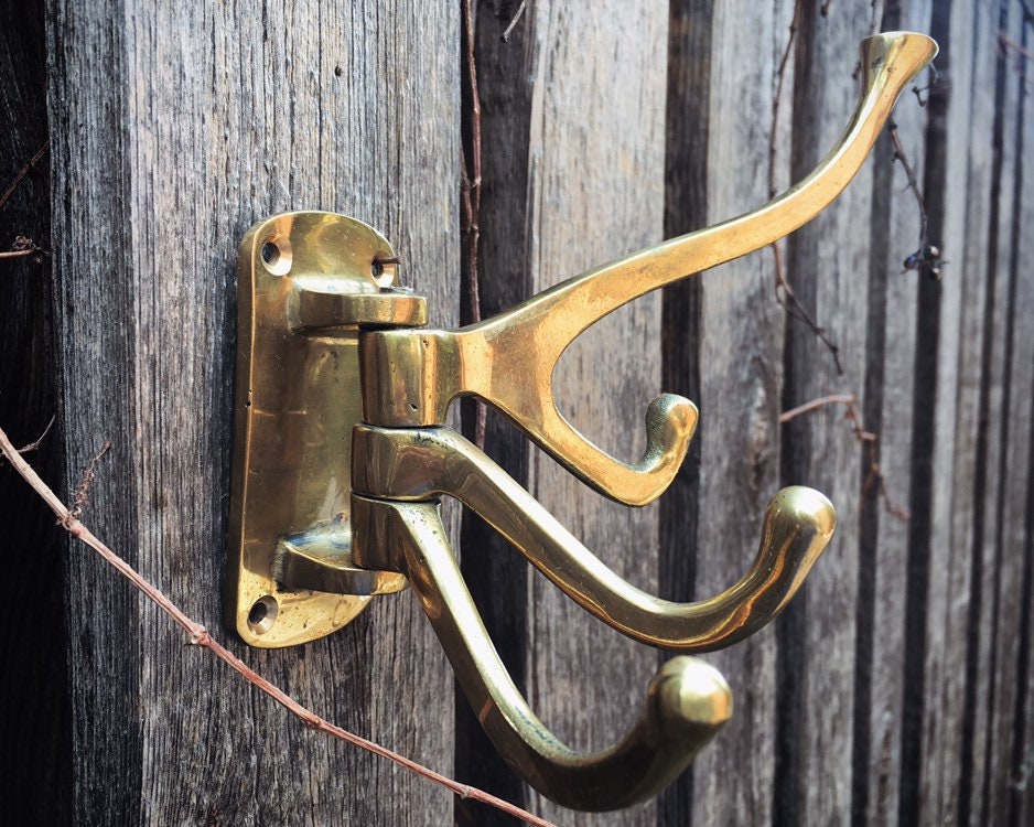 Arts and Crafts Era Brass Hall Tree Hook with Movable Arms ...