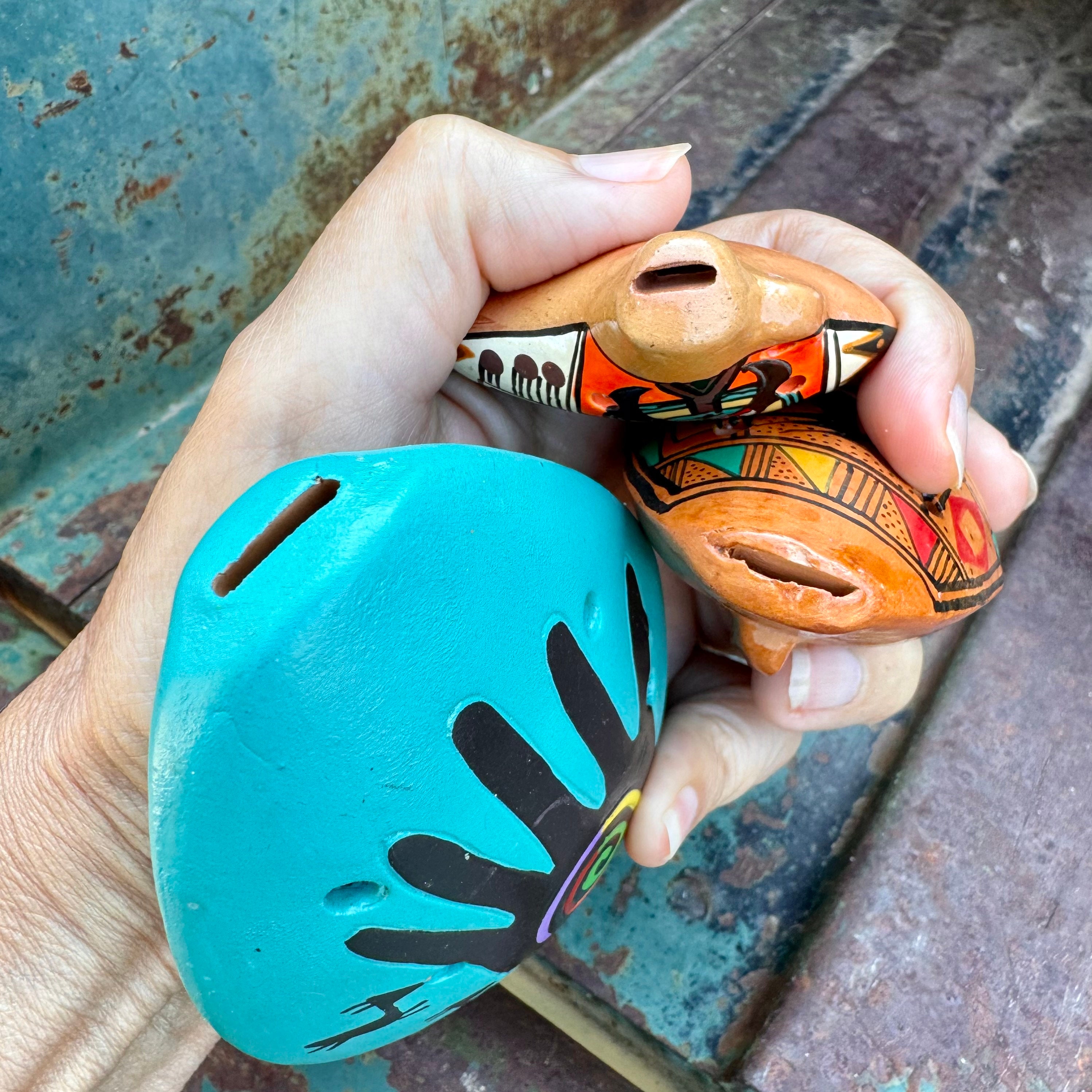 Instant Collection Handmade Pottery Whistle Ocarinas Colorful, Peruvian ...