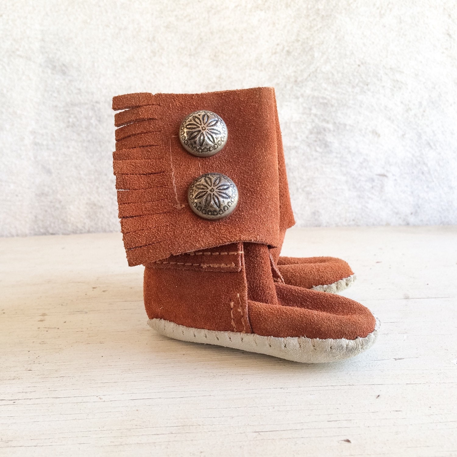 Rare Vintage Authentic MINIATURE Leather Moccasin Boots with Conchos ...
