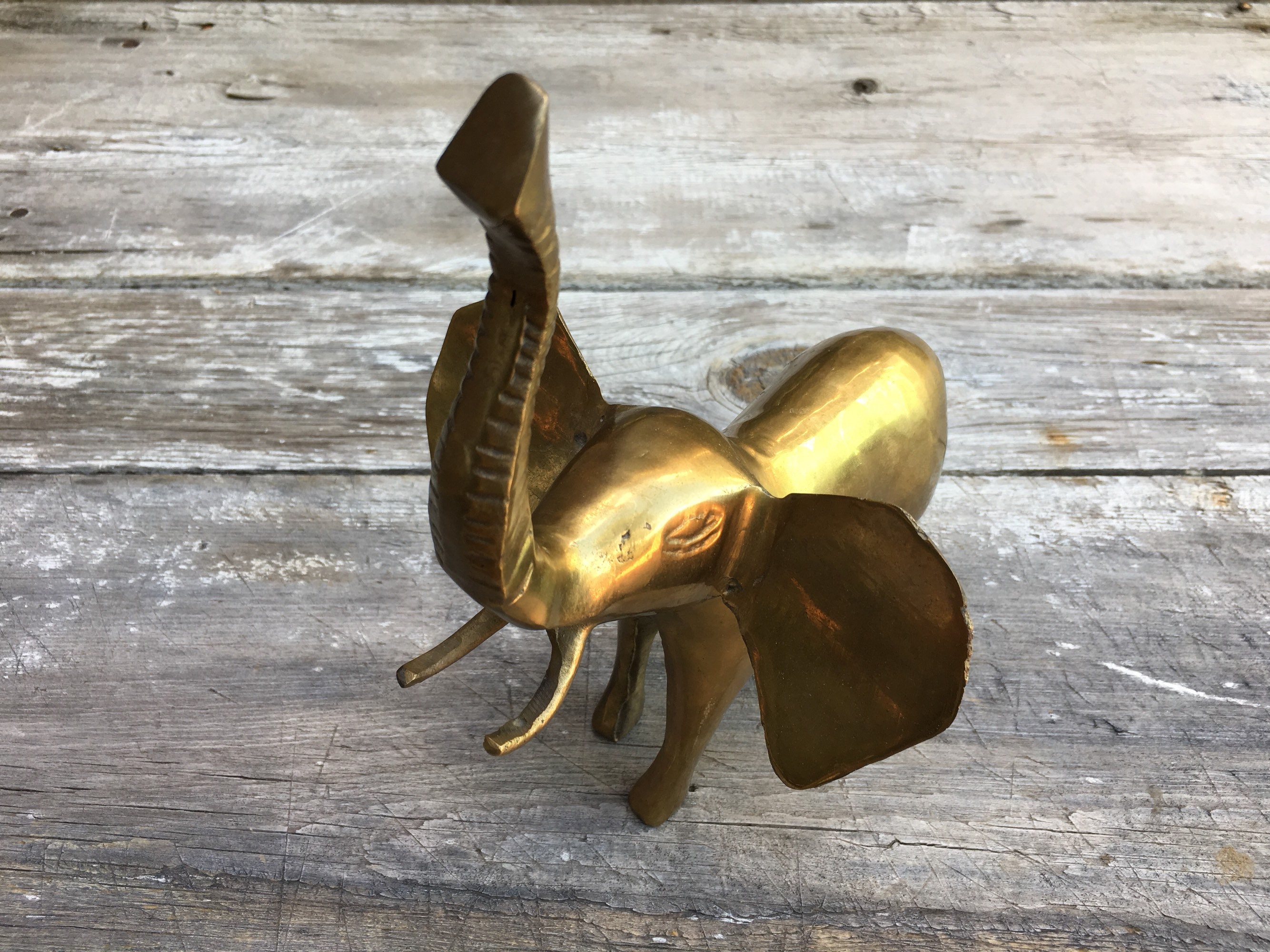 Brass Elephant Figurine, Elephant Lover Gift for Friend, Trunk Up Lucky ...