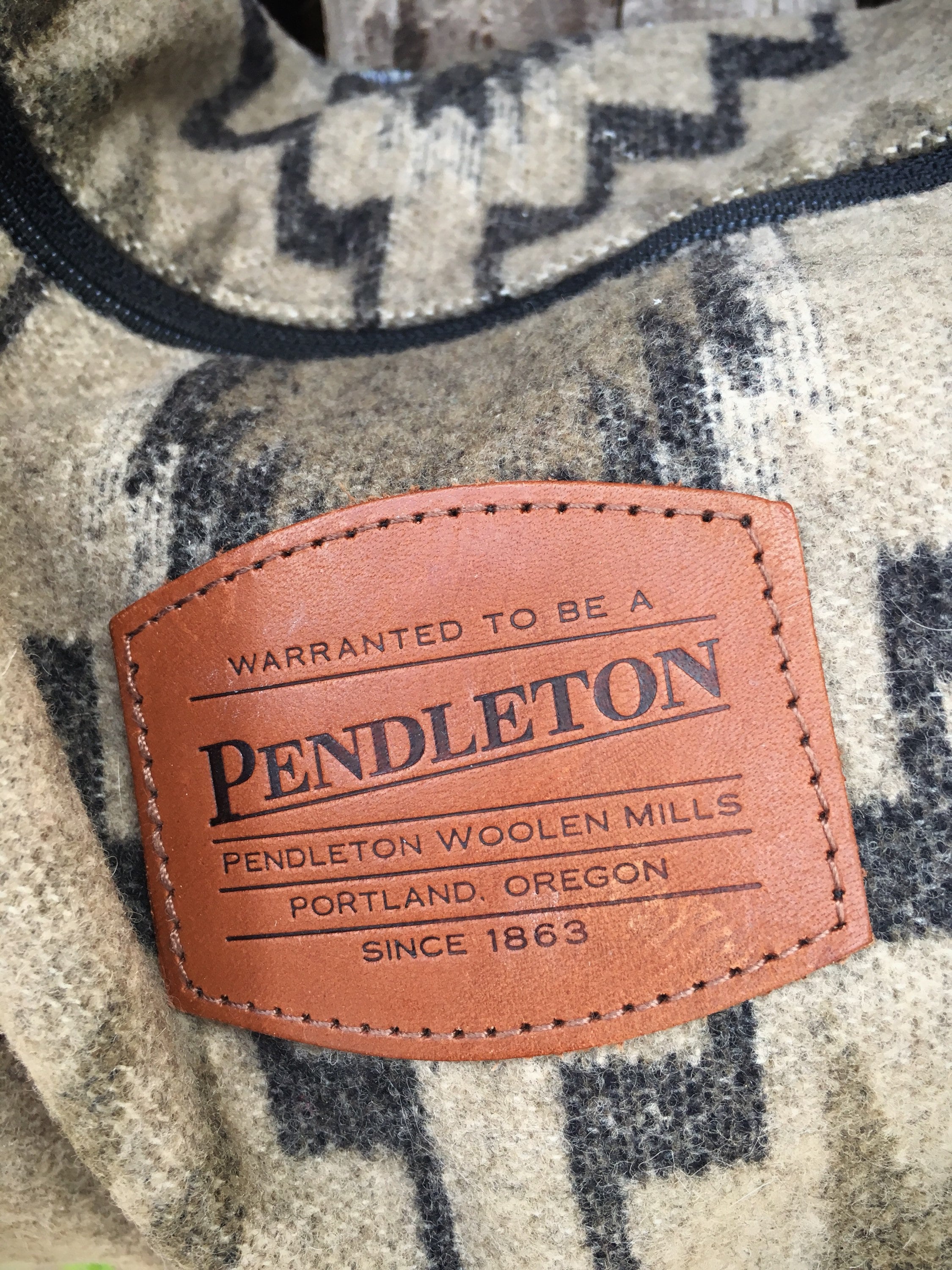 Made in USA Pendleton Fabric Bag with Leather Handles, Light Satchel ...