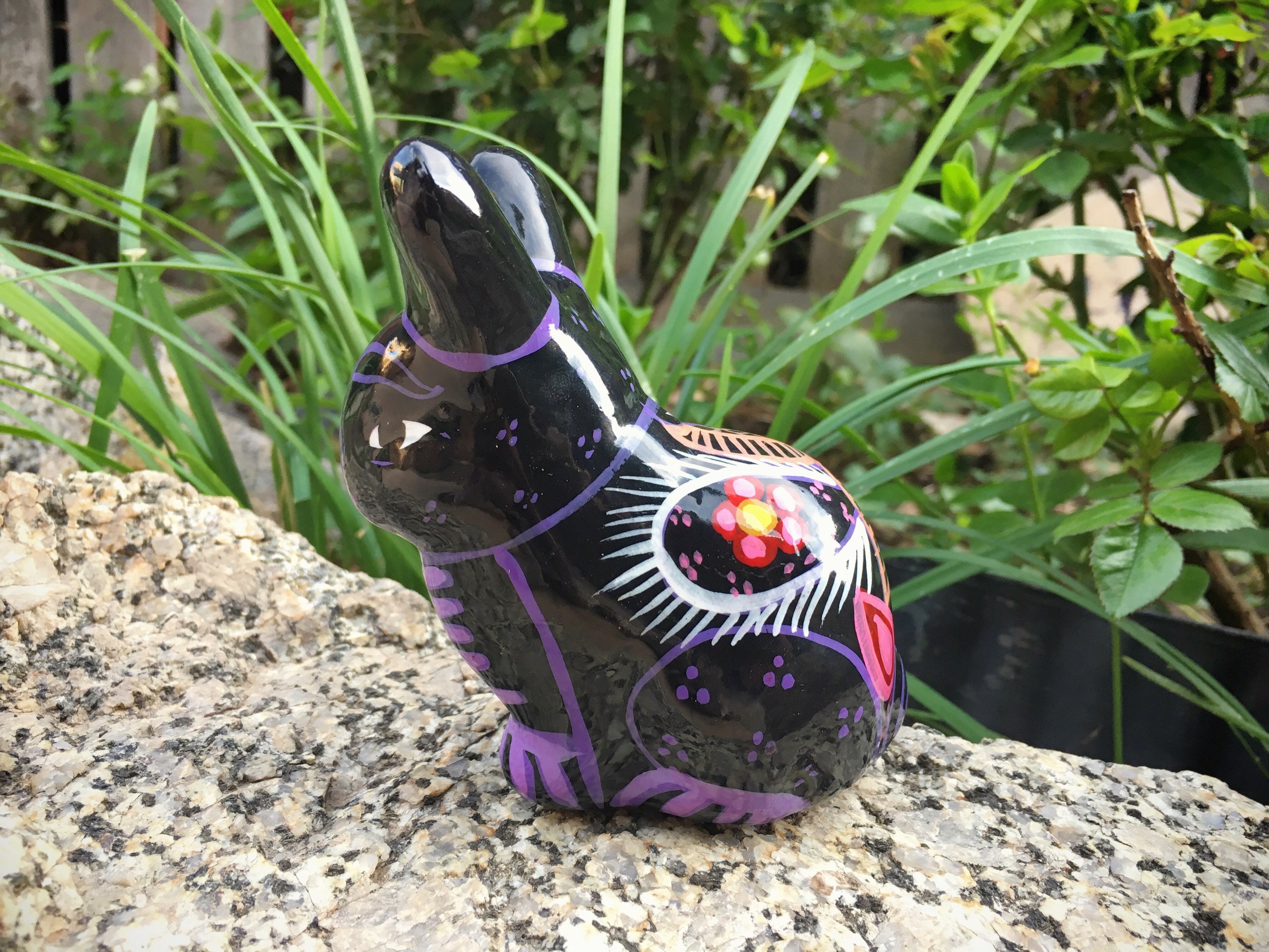 Mexican Pottery Bunny Figurine Colorful Folk Art, Ceramic Rabbit Lover ...