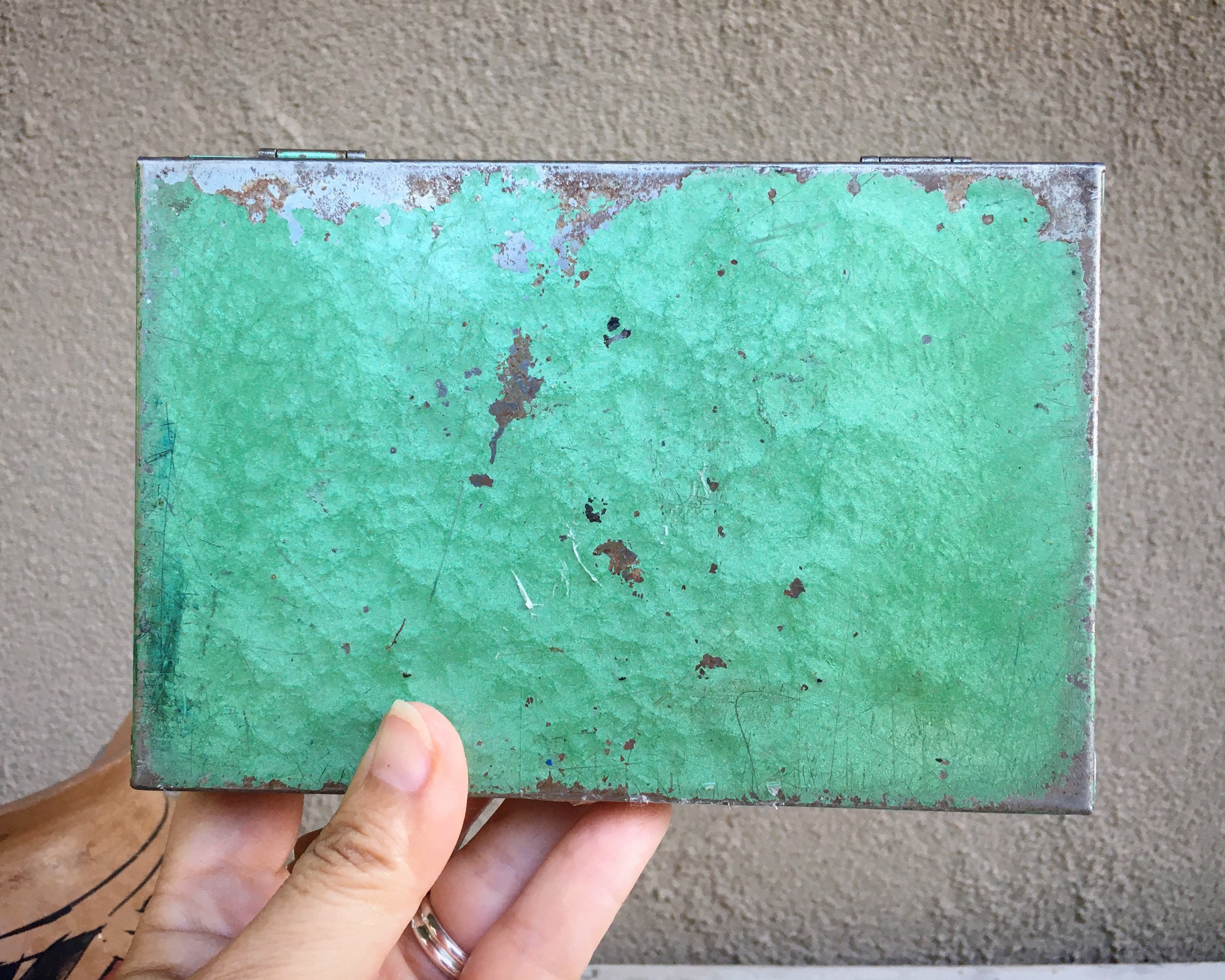 Small Flat Chippy Green Vintage Flat Metal Tool Box Holo-Krome Case No ...