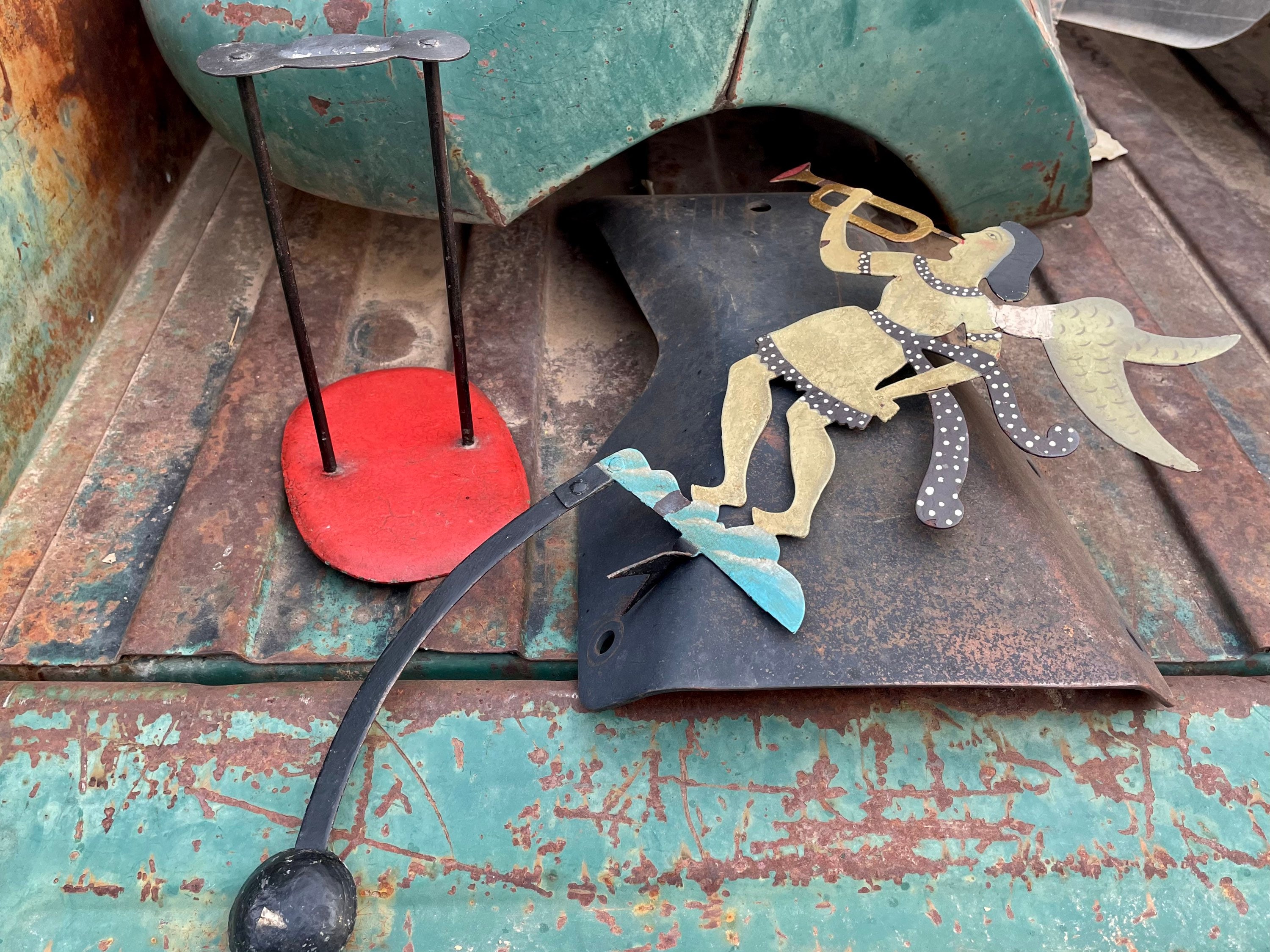 Vintage Metal Angel with Trumpet Skyhook Folk Art Balance Toy Pendulum ...