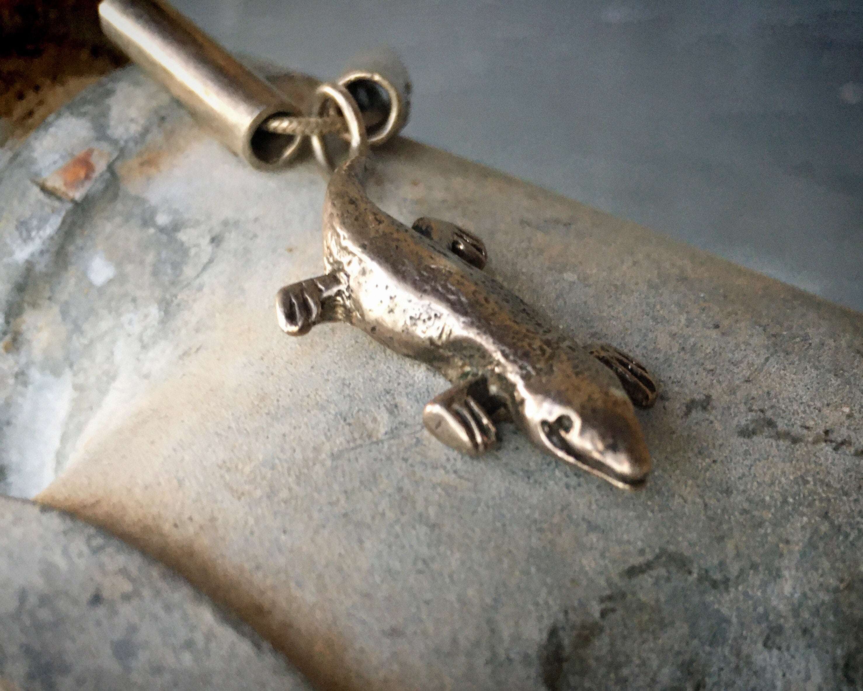 Vintage 925 Sterling Silver Lizard or Gecko Pendant on 24 Snake Chain ...