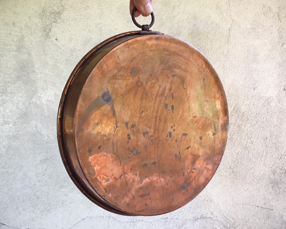 10 Vintage Copper Tin Lined Round Pan with Ring, French Cookware ...