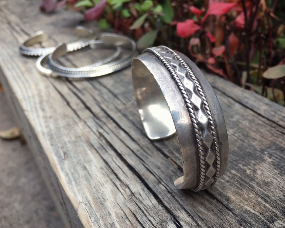 Vintage Sterling Silver Cuff Bracelet for Women with Small Wrist Native American Indian Jewelry