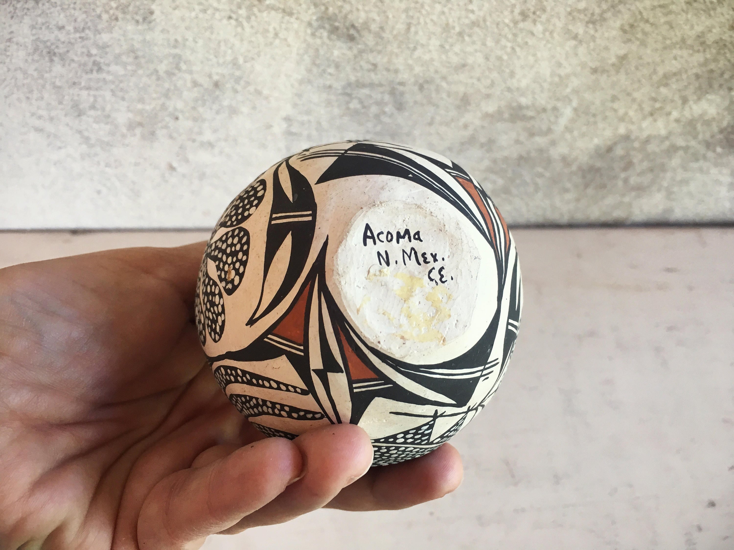 Vintage small Acoma pottery bird effigy basket Native American Indian pot