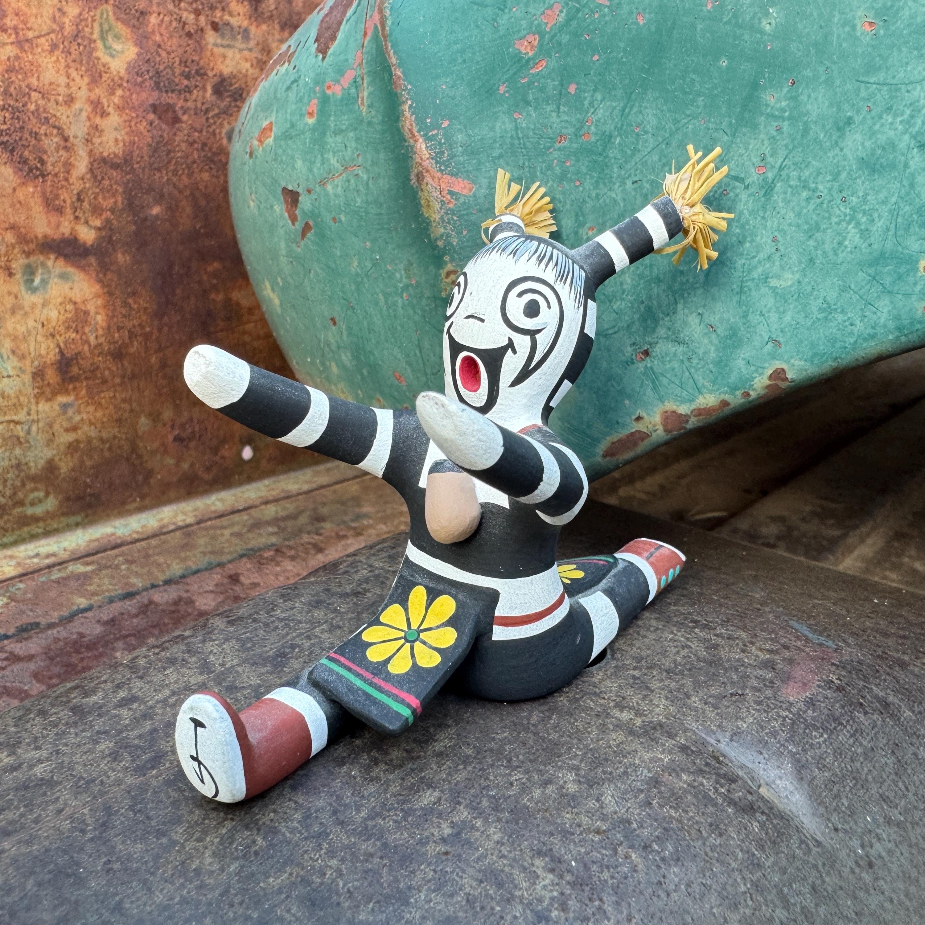Hopi Tony Dallas Koshare Pottery Figurine, Tumbler Doing Splits ...