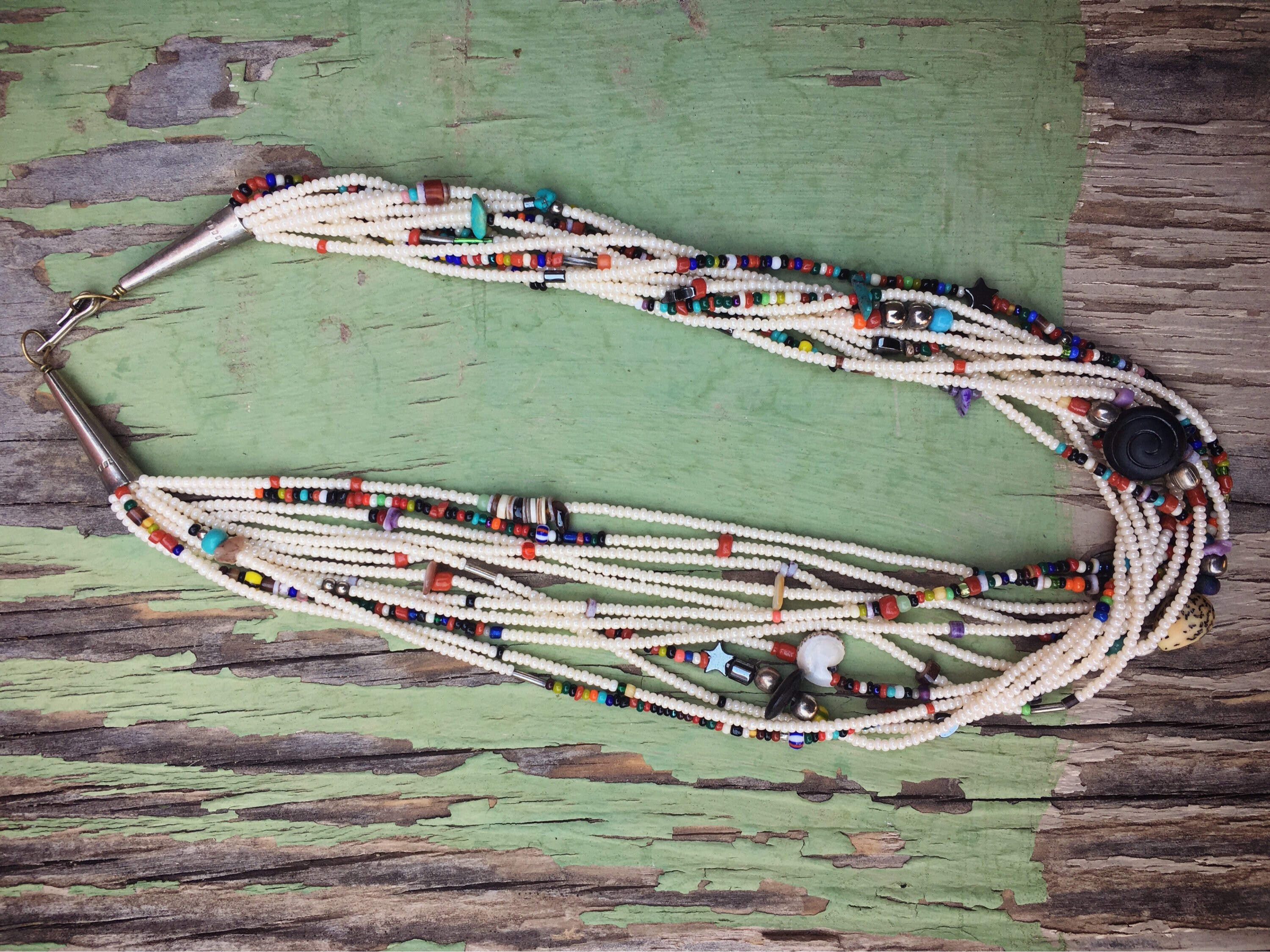 12 Strand Seed Bead Necklace, Choker Necklace, Native American Beadwork ...