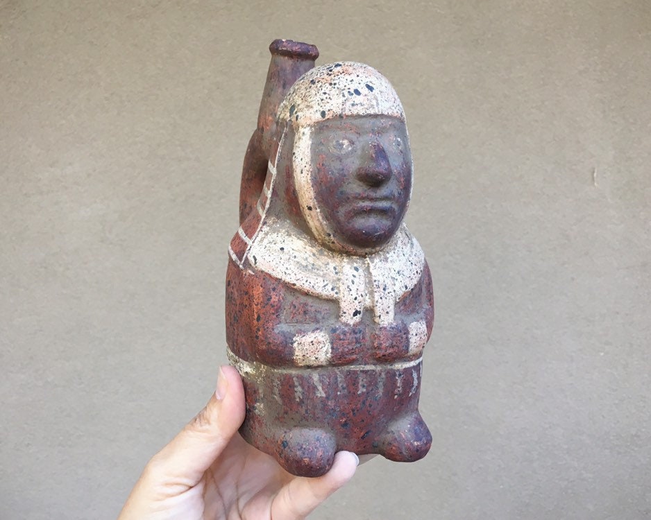 Vintage Pre-Colombian Reproduction Pottery Bottle South American Inca ...