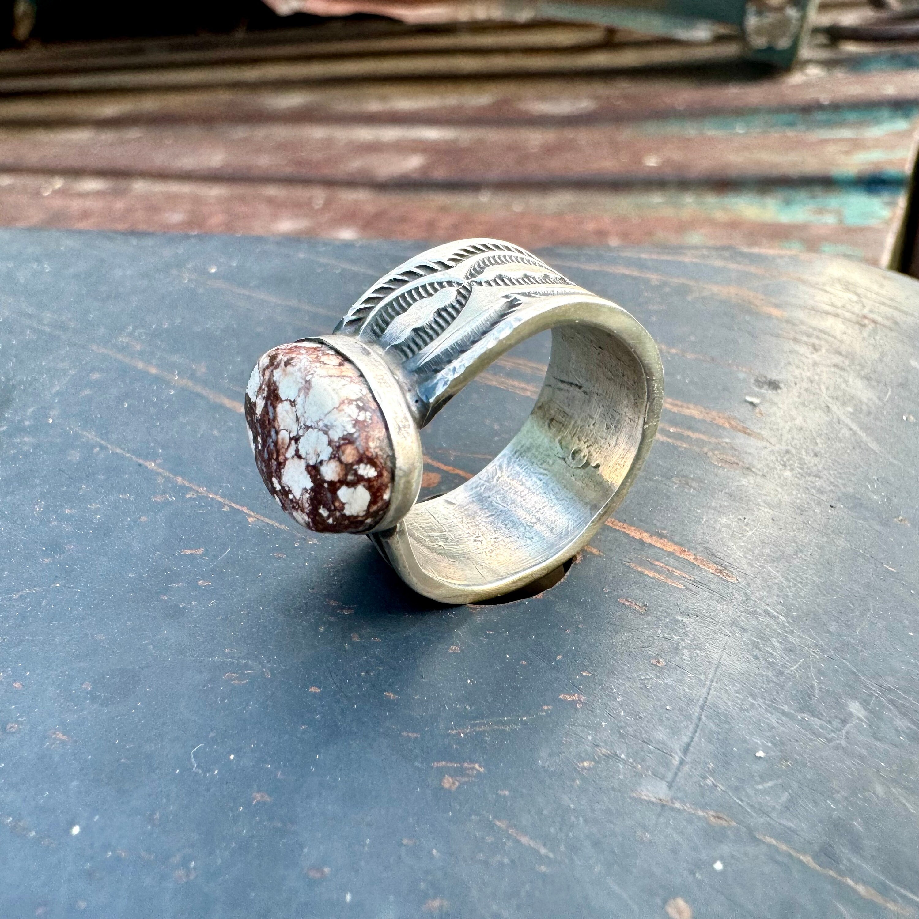 Sterling Silver Wild Horse Stone Magnesite Cigar Band Ring Approx Size ...