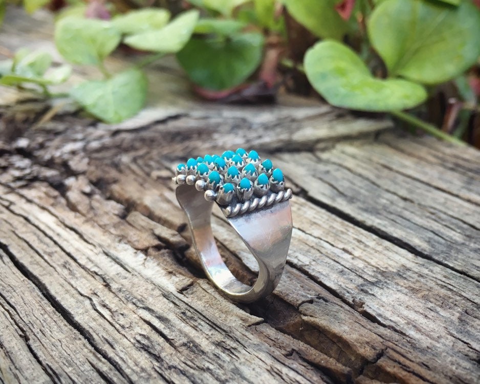 Size 7.75 Vintage Turquoise Ring for Women Signed Zuni Snake Eye ...