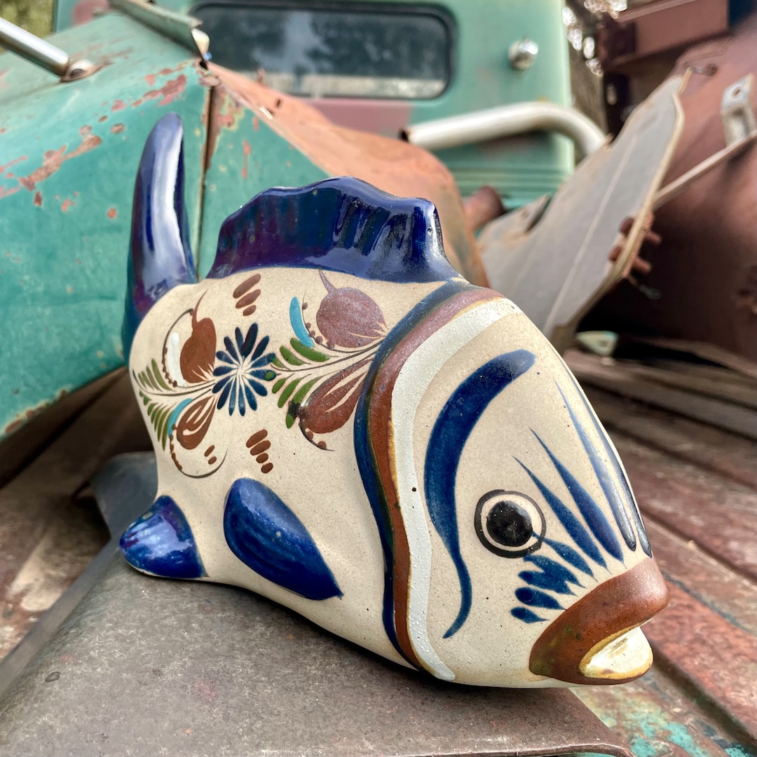 Vintage Tonala Stoneware Pottery Fish Sculpture, Mexican Folk Art ...