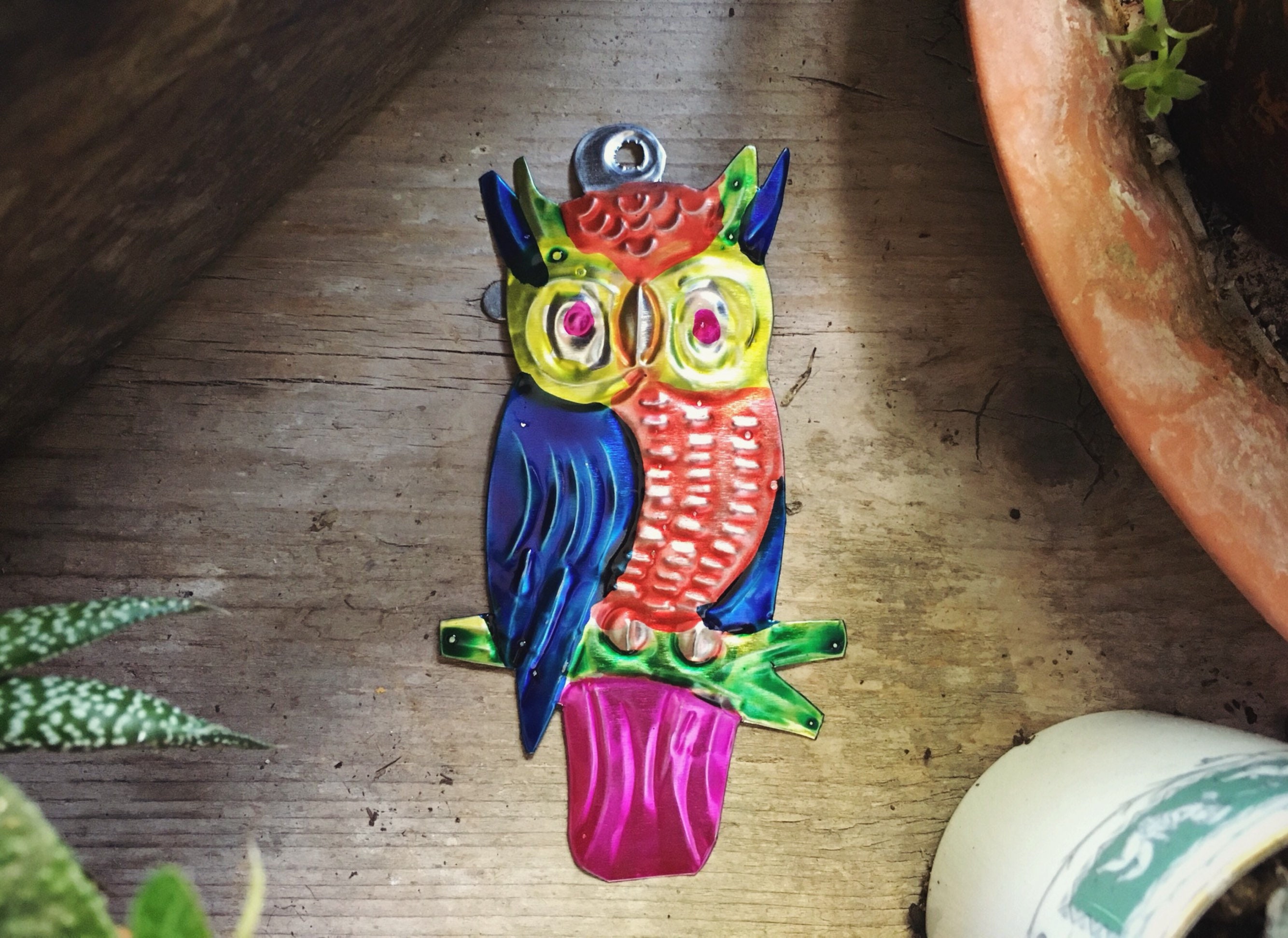 Mexican Tin Owl Ornament, Christmas Decor, Owl Lover Gift, Vintage ...