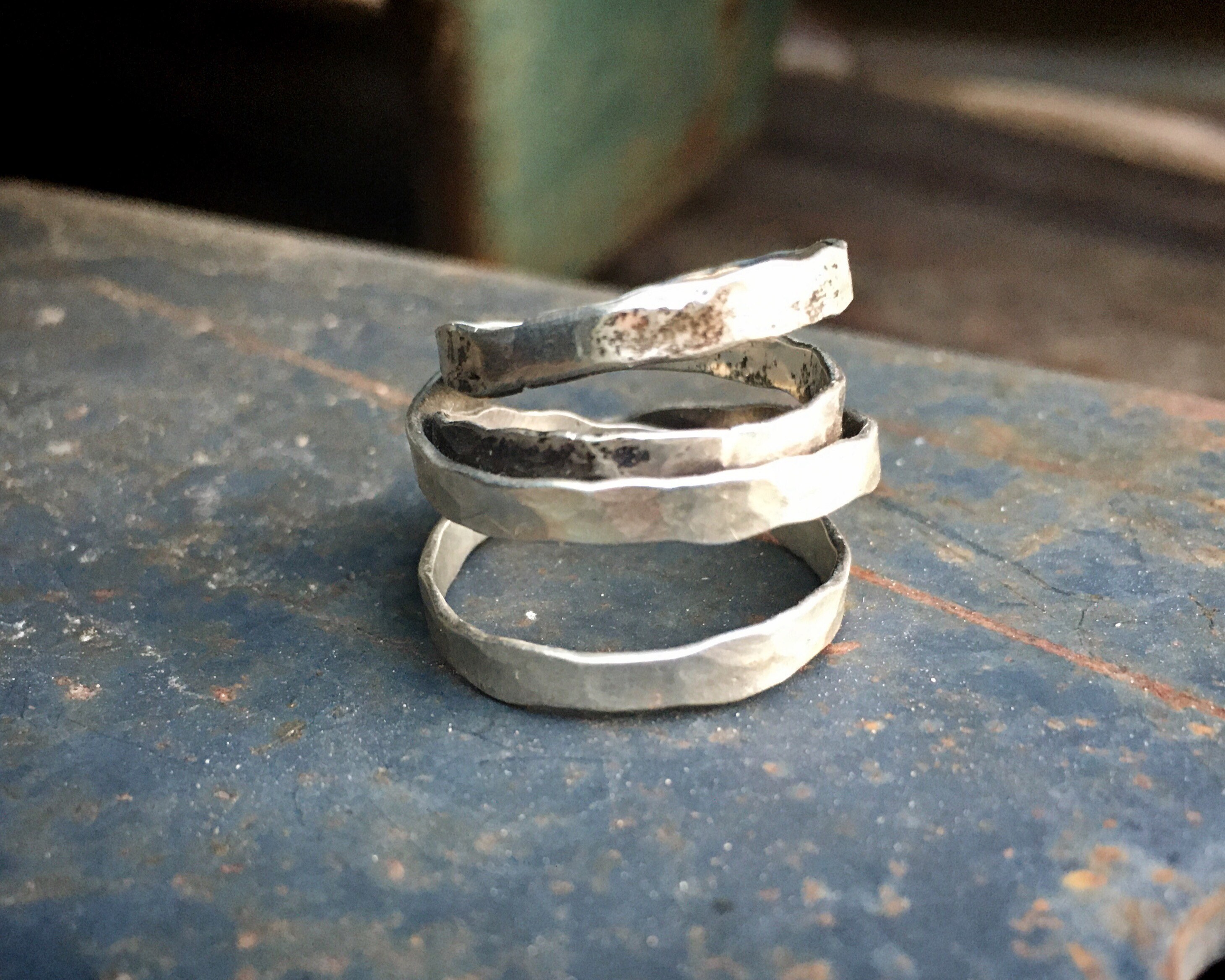 Hammered Sterling Silver Ring for Women Size 8 Continuous Spiral Design ...