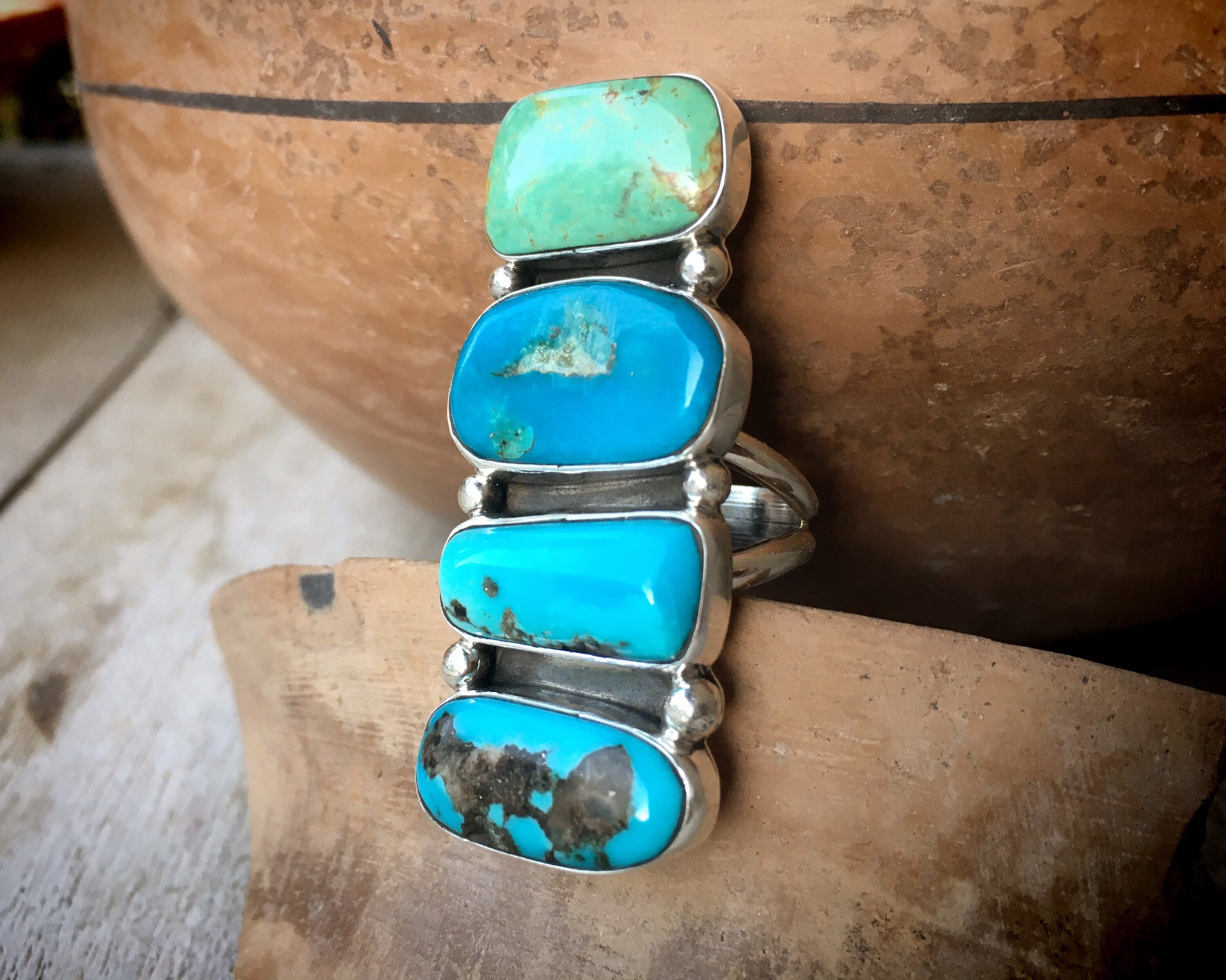 RESERVED for C. || Large Navajo Turquoise Ring Size 8.5, Native ...