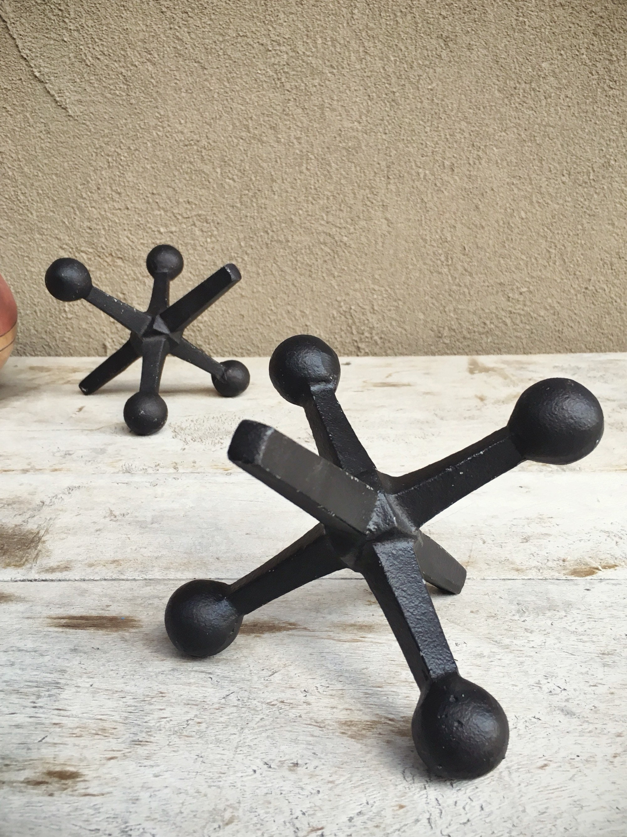 Two Vintage Oversized Jacks Metal Bookends, Industrial Decor, Nursery ...