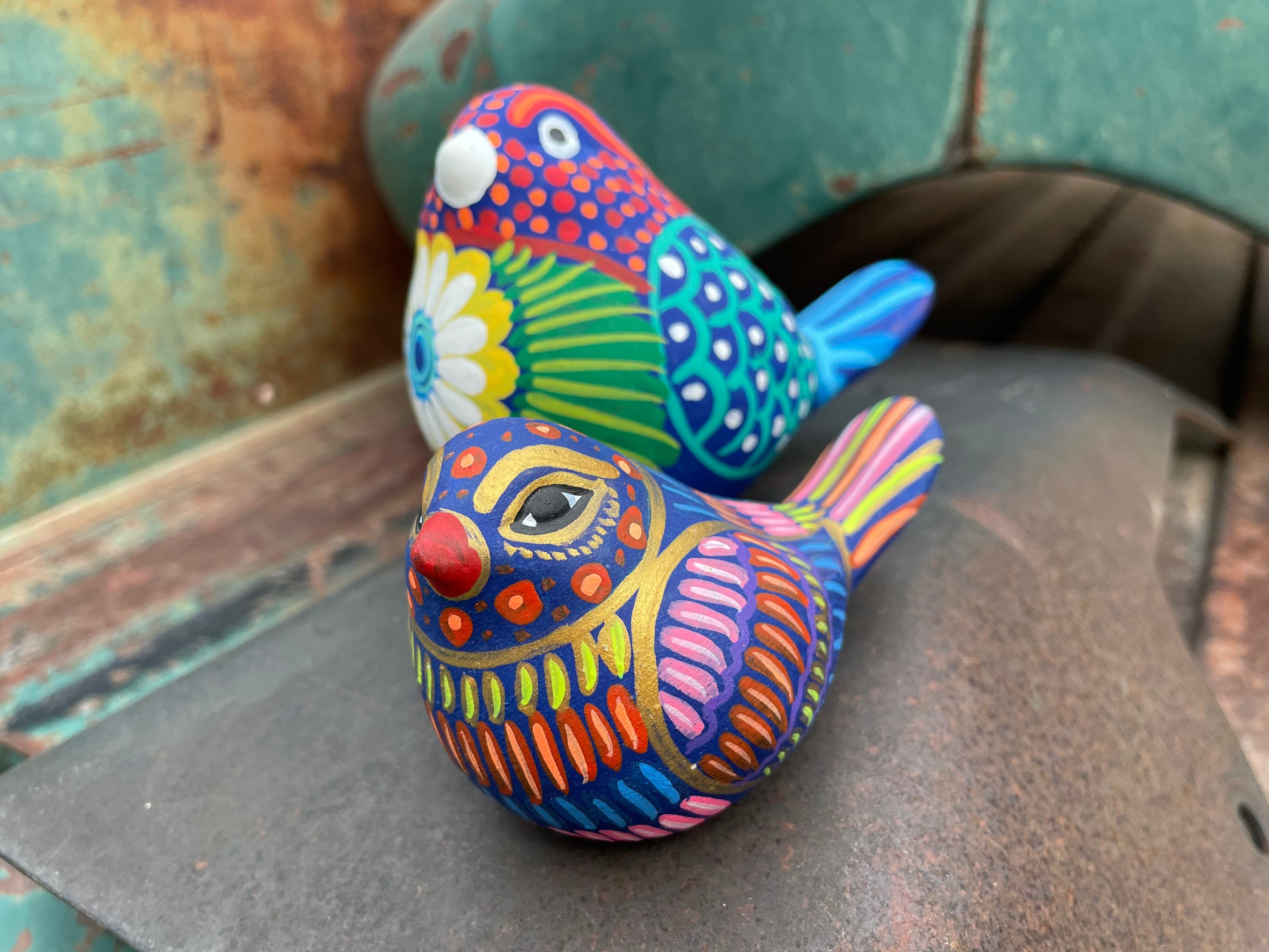 Colorful Pottery Songbird Figurines from Guerrero Mexico, Ceramic Folk ...