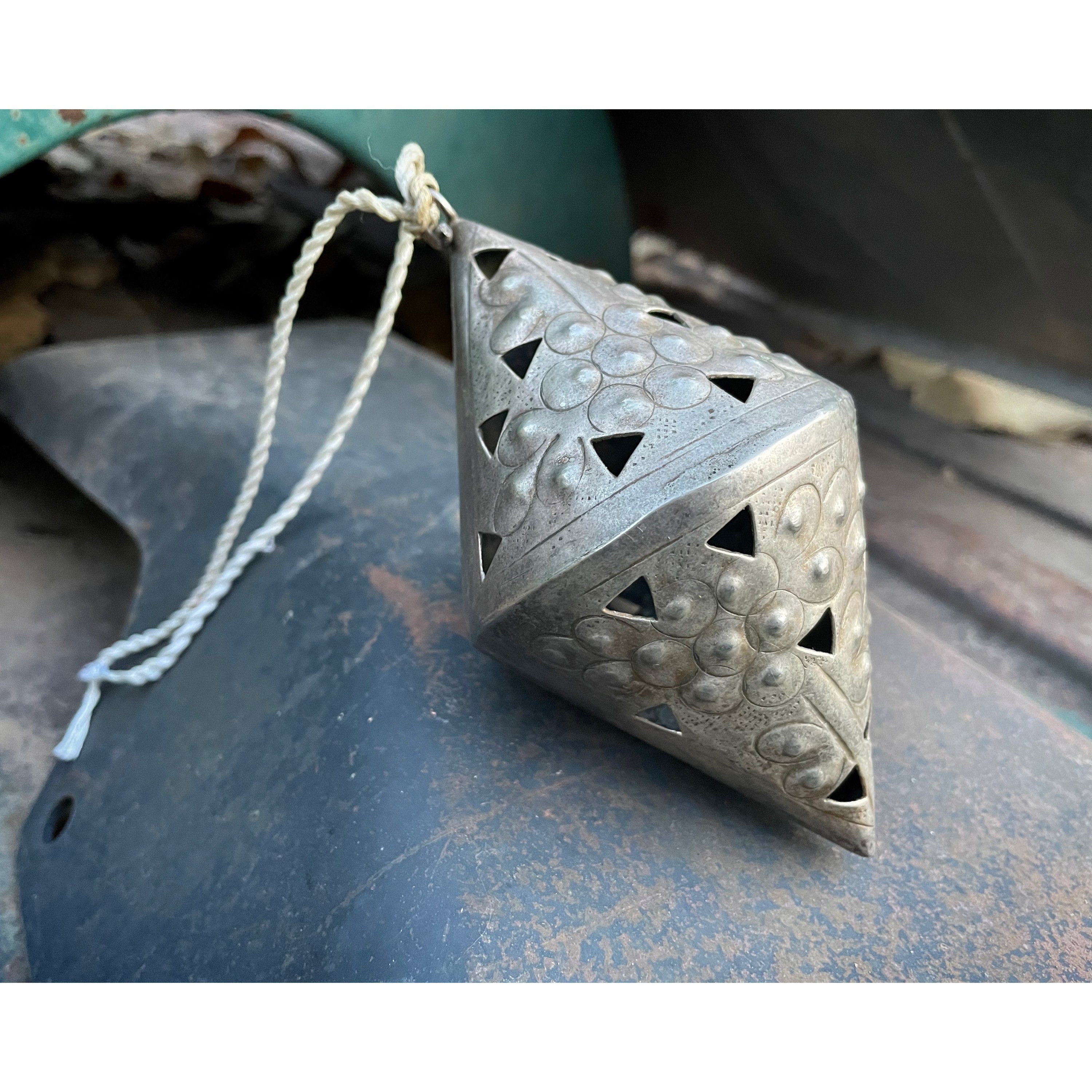 Vintage Pierced Silver Metal Hanging Ornament Three Dimensional ...