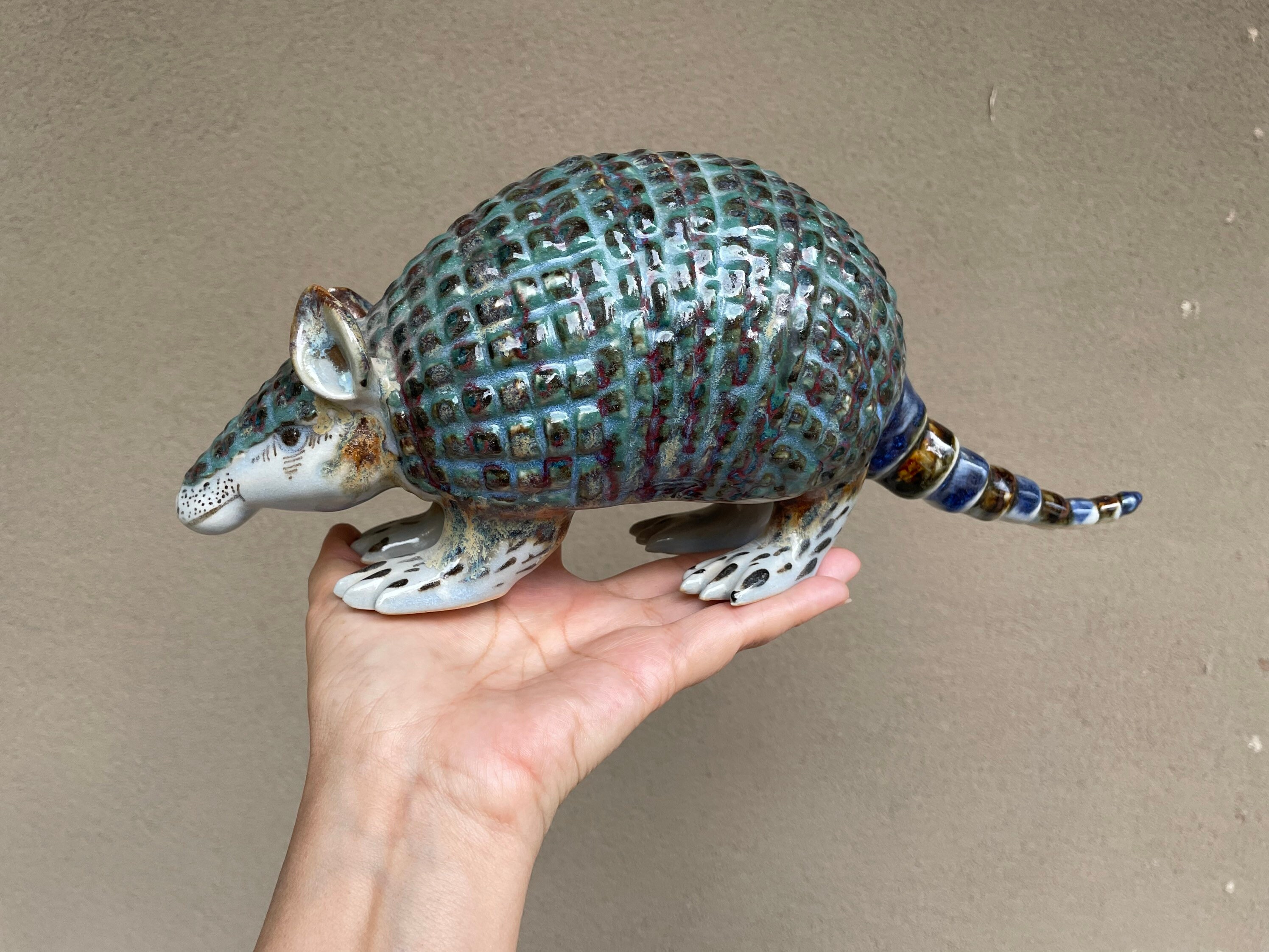 Vintage Ken Edwards Pottery Armadillo Statue, Over 12 Long, Folk Art ...