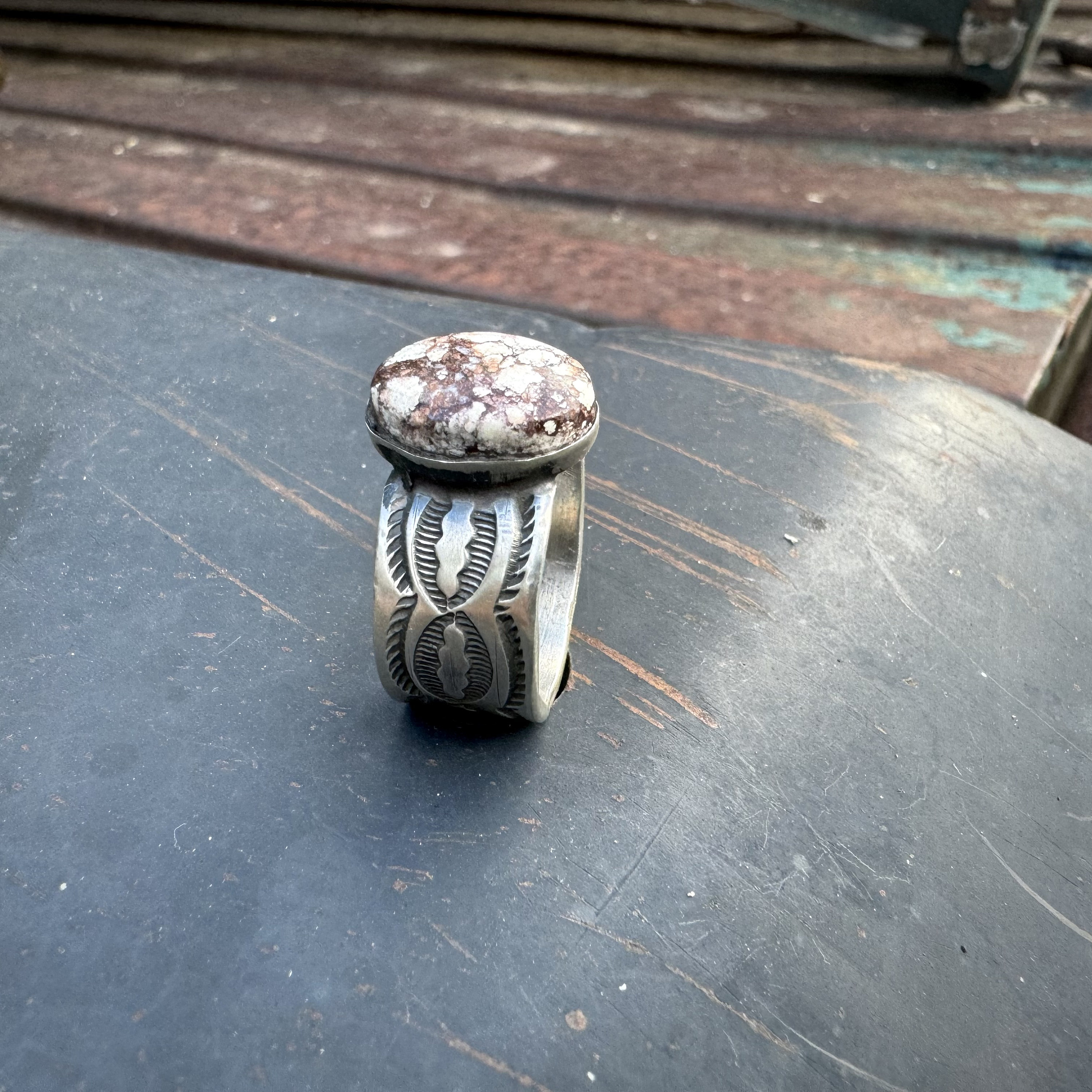 Sterling Silver Wild Horse Stone Magnesite Cigar Band Ring Approx Size ...