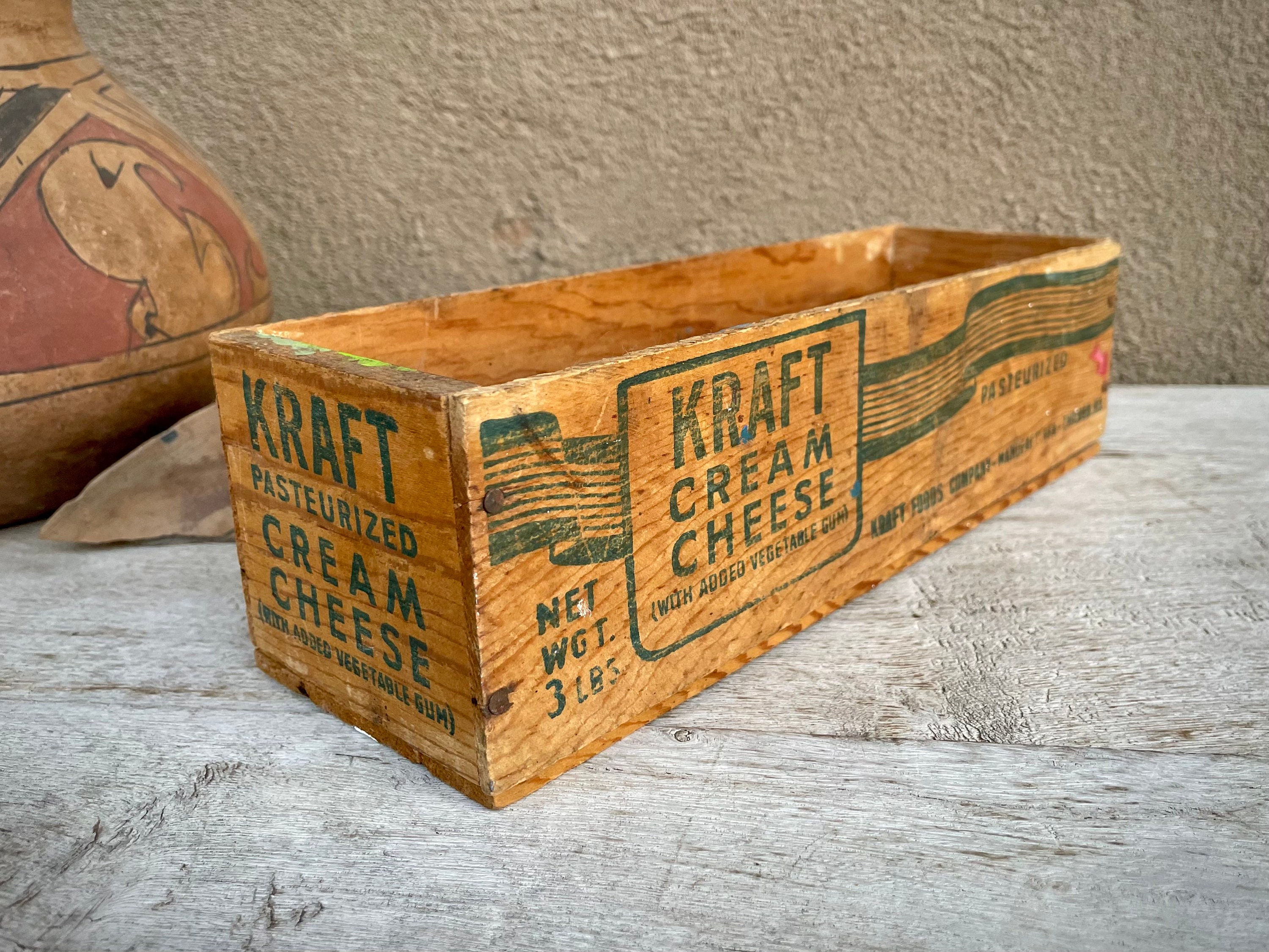 1940s Small Wood Crate Kraft Cream Cheese, Vintage Box, Potted Plant ...
