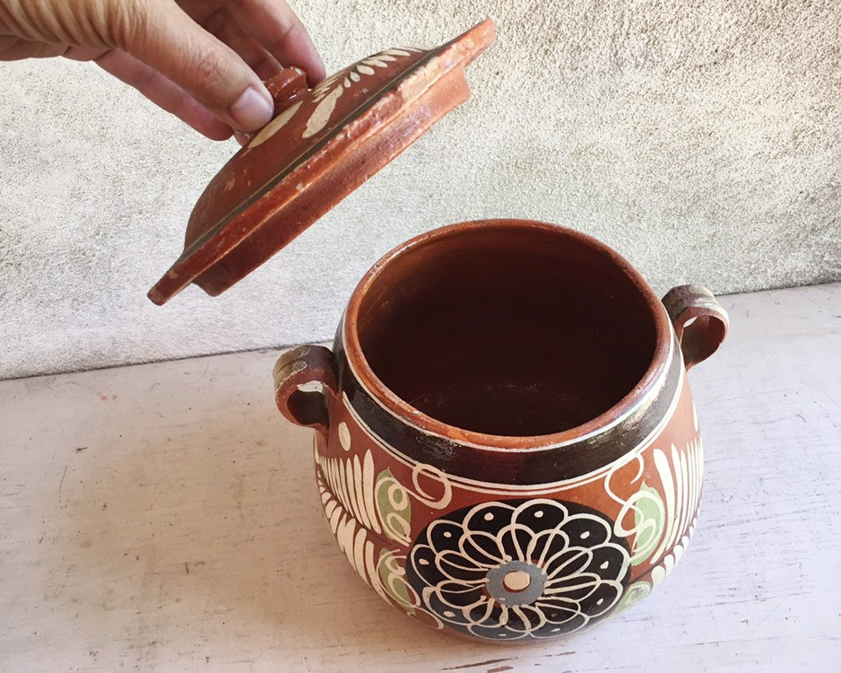 Vintage Tlaquepaque Pottery Lidded Bean Pot Old Mexico Redware Covered ...