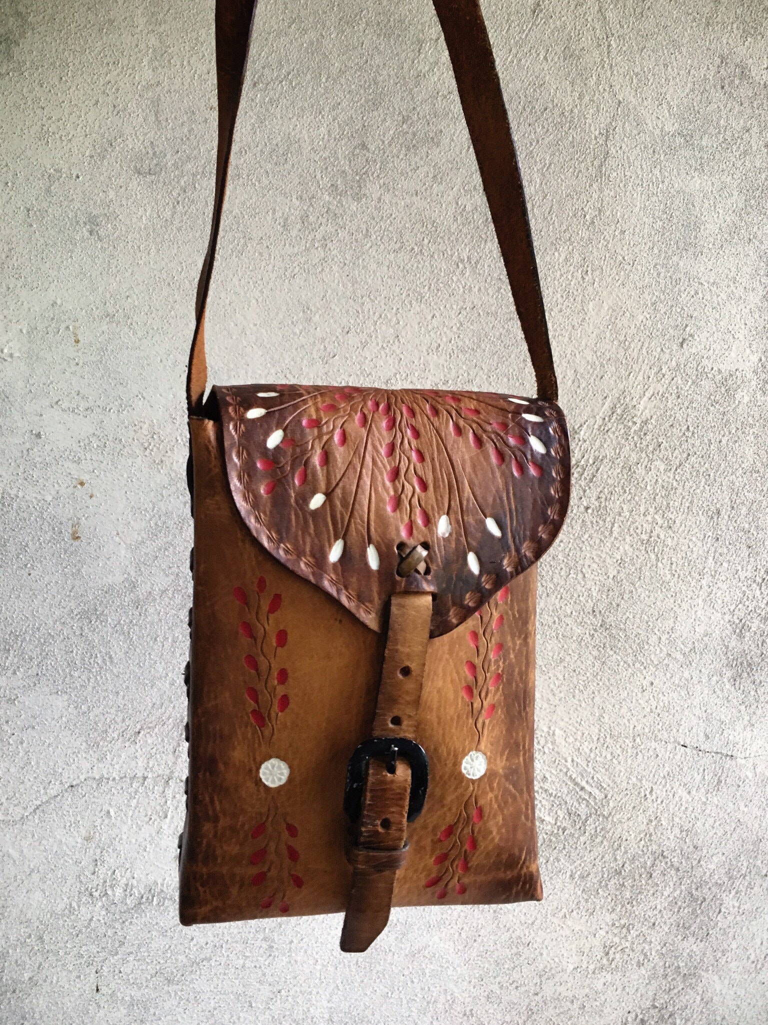 Small Satchel Purse Mexican Tooled Leather Purse Boho Fashion, Festival ...