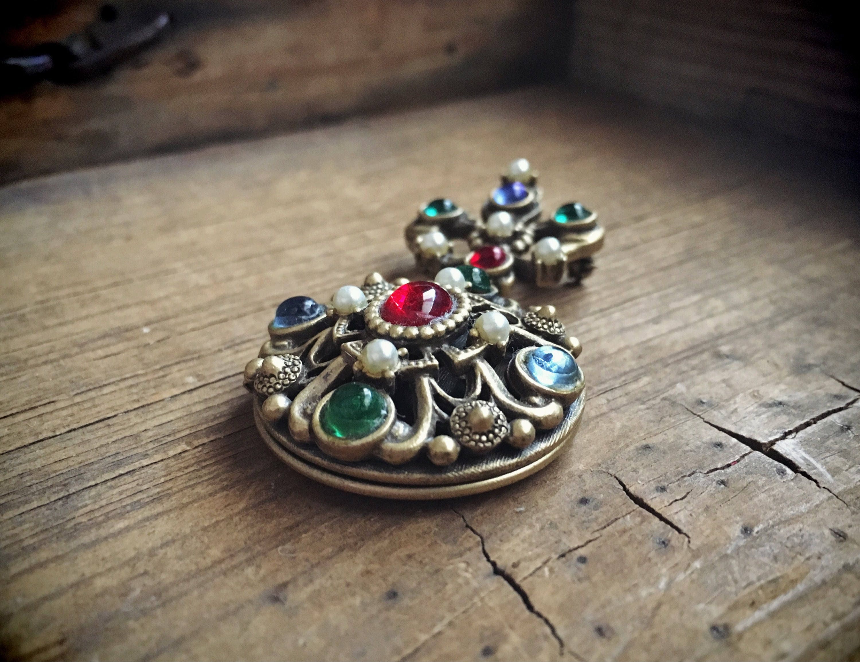 Fleur de Lis Locket Pin, 1950s Jewelry, Gift for Her, Vintage Brooch ...