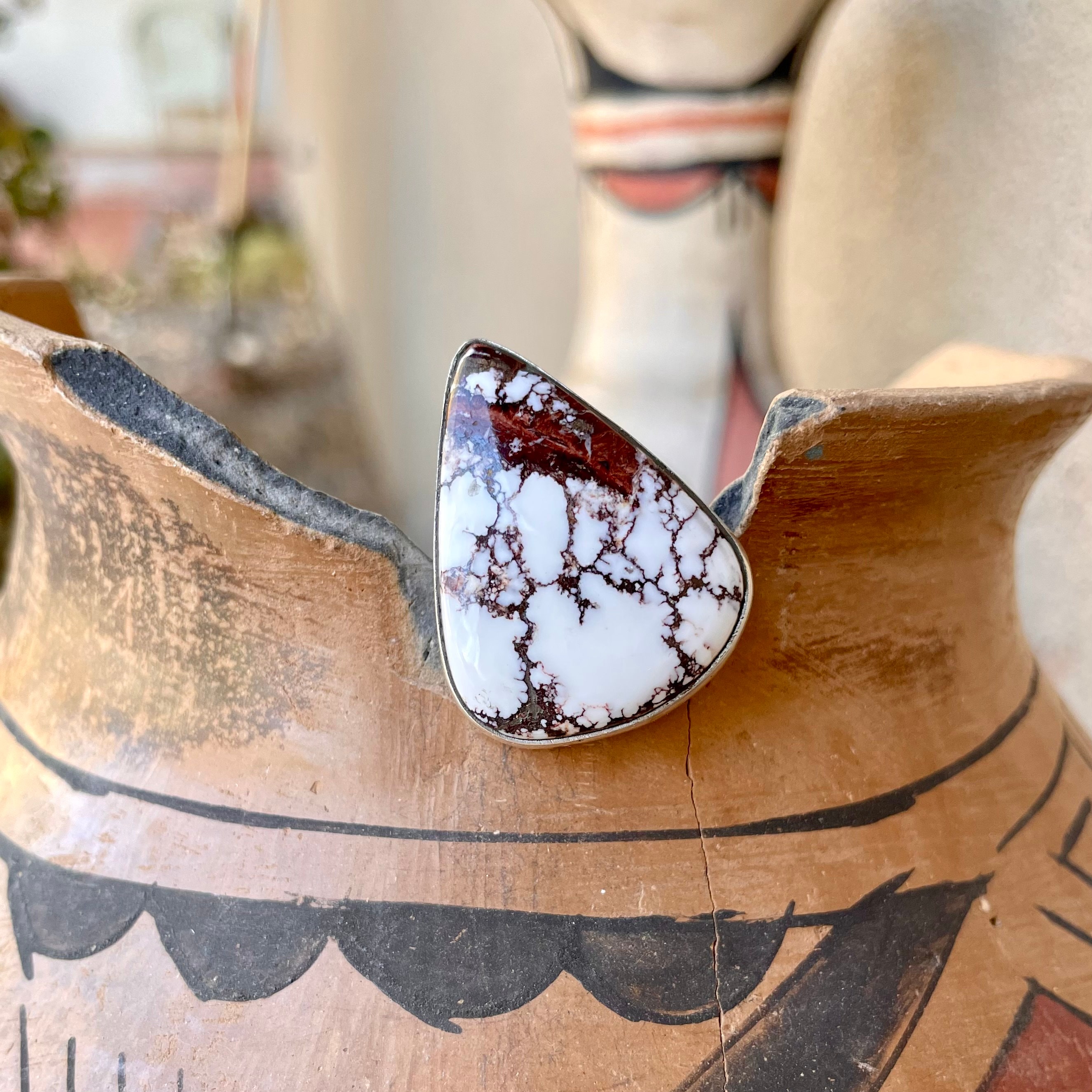 Sterling Silver Wild Horse Stone Magnesite Navajo Ring Approx Size 6.5 ...