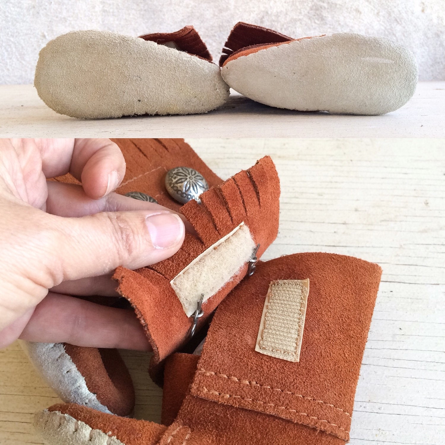 Rare Vintage Authentic MINIATURE Leather Moccasin Boots with Conchos ...