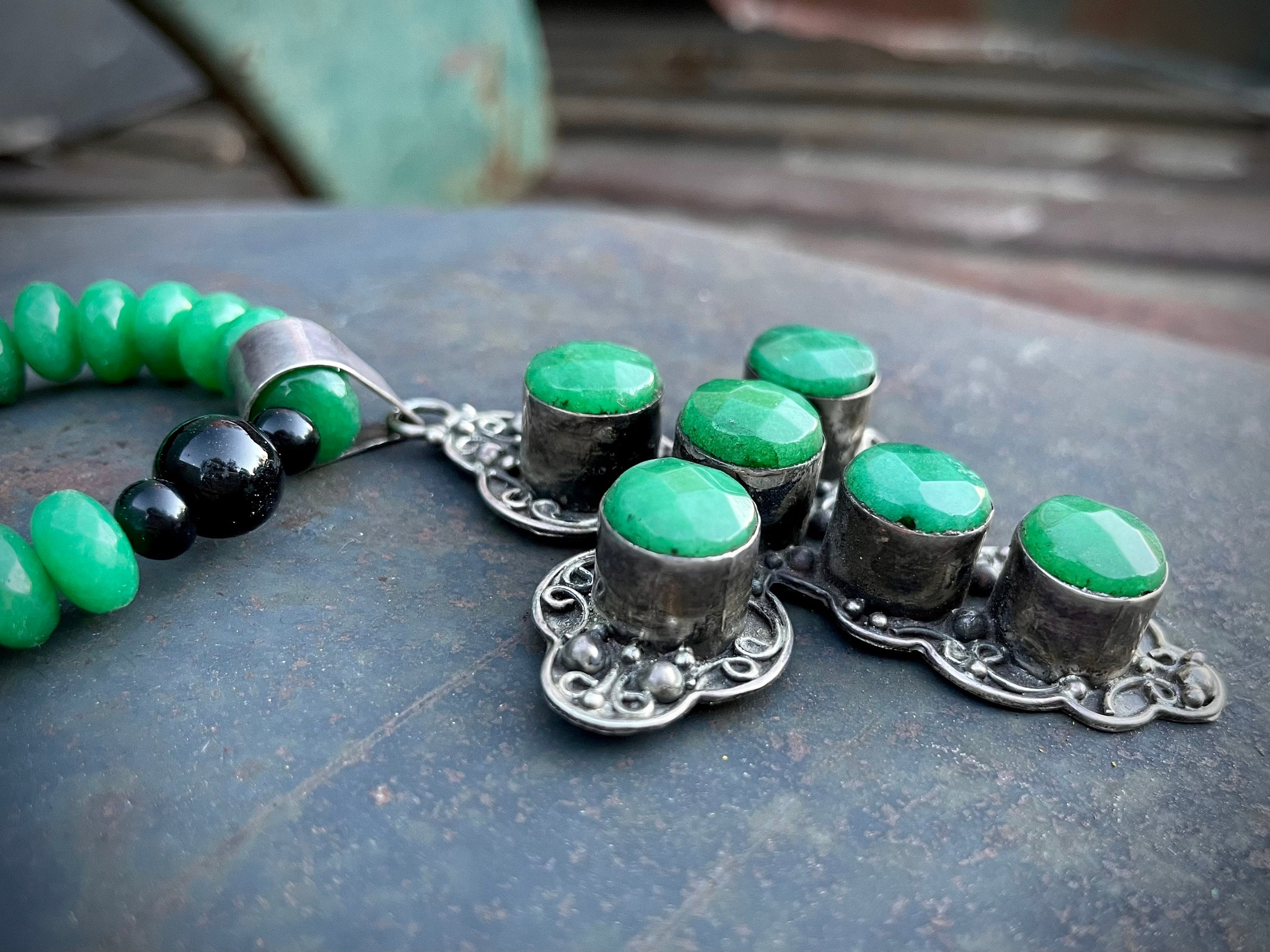 Vintage Green Beryl Sterling Silver Cross Pendant with Beryl Bead ...