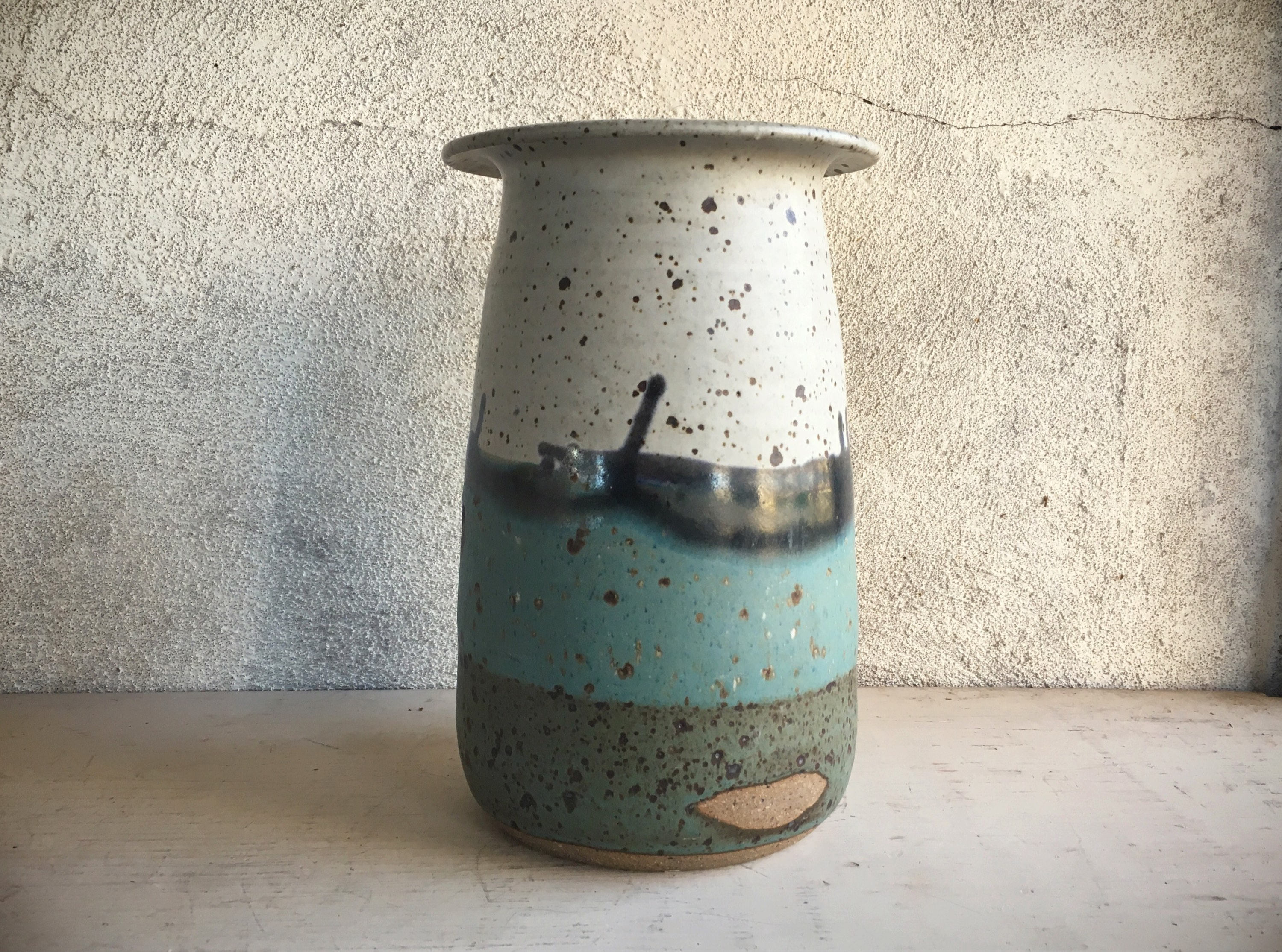 Speckled Stoneware Pottery Vase Large, Turquoise Teal Decor Earth Tones ...