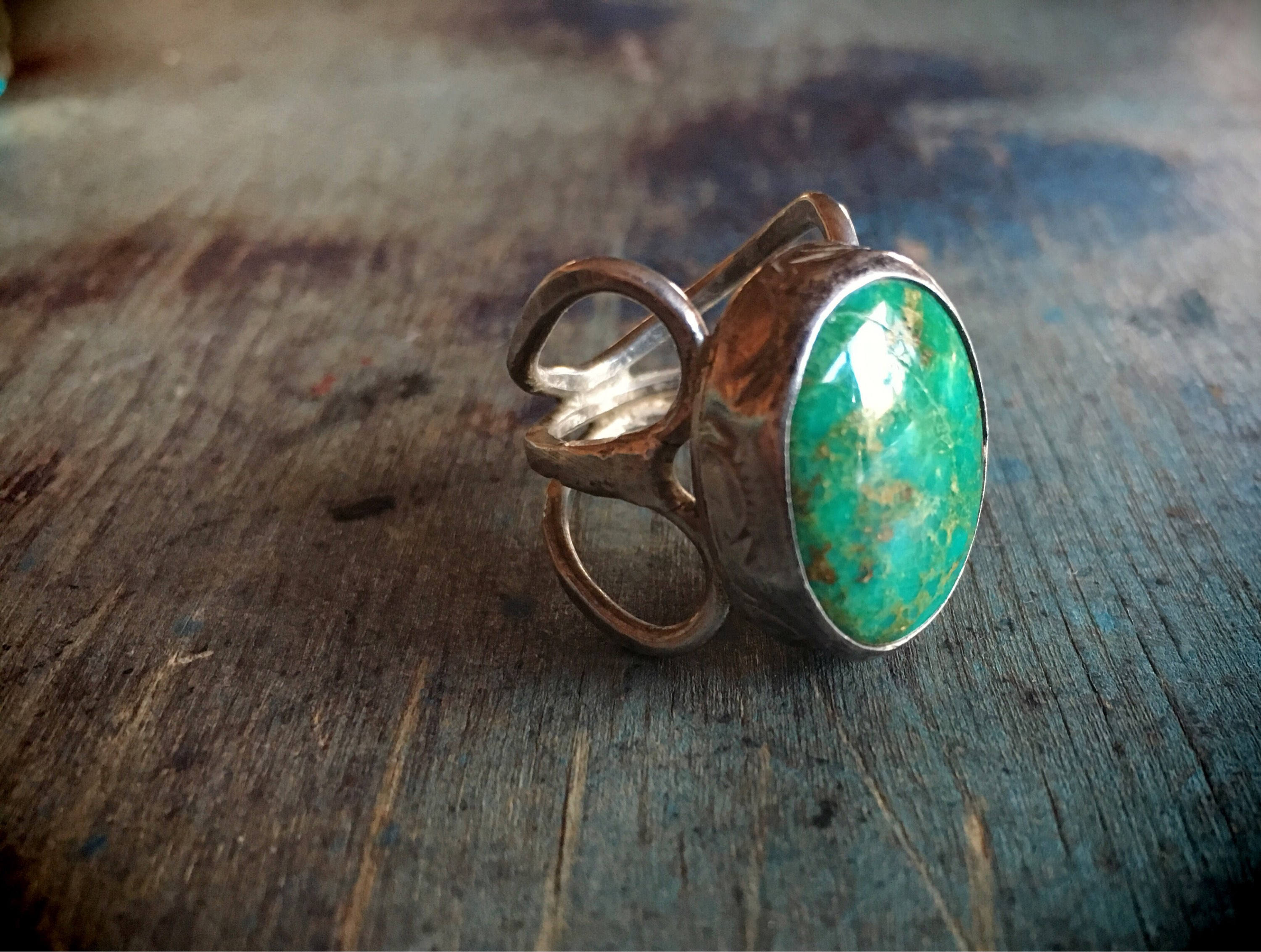 Green Turquoise Ring Size 4 Sterling Silver Ring, Bohemian Rings ...