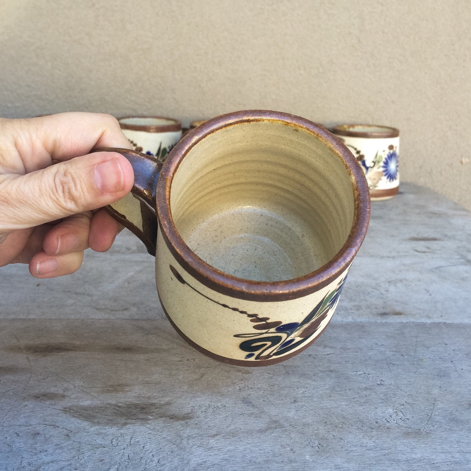 Mexican Tonala cup stoneware coffee mug, ceramic earthenware cup ...