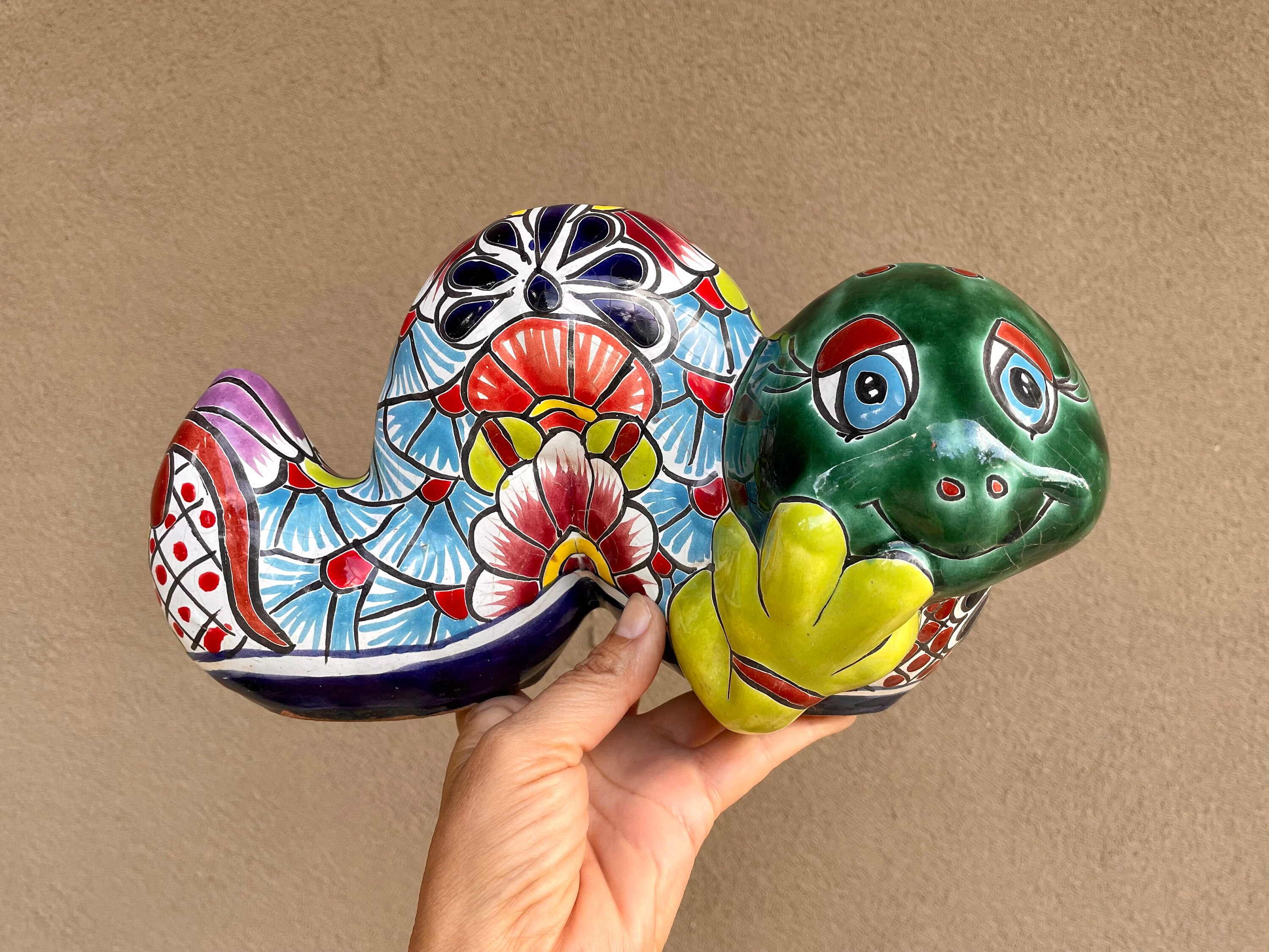 Vintage Talavera Inch Worm Statue (Distressed) for Garden or Interior ...