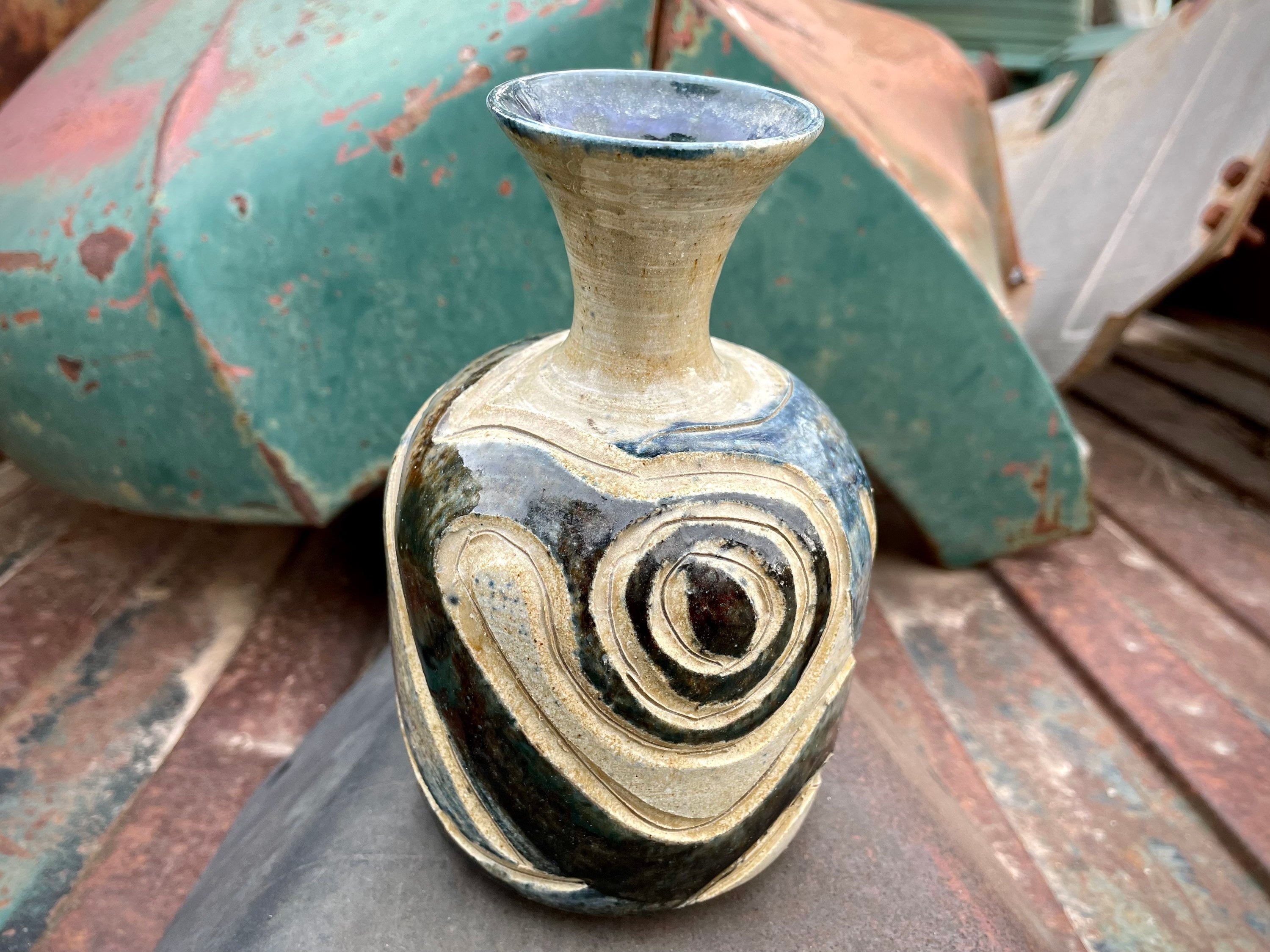 1976 Art Studio Pottery Bud Vase by Clay Bay Artist Jeanne Aurelius ...