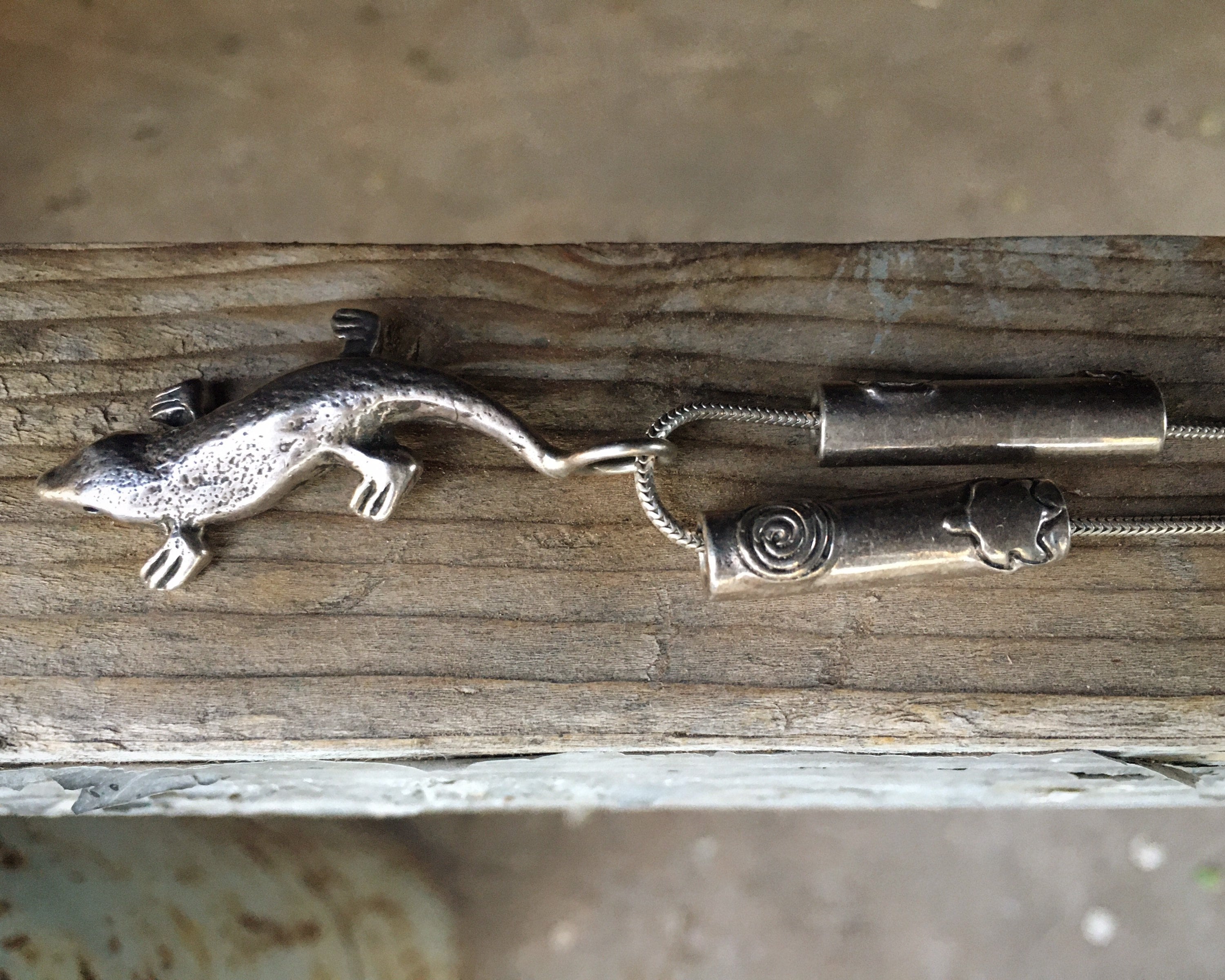 Vintage 925 Sterling Silver Lizard or Gecko Pendant on 24 Snake Chain ...