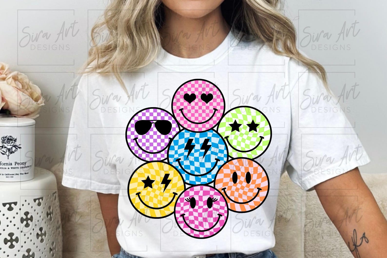 Groovy Smile Face Png, Retro Checkered Smile Face Clipart, Checker ...