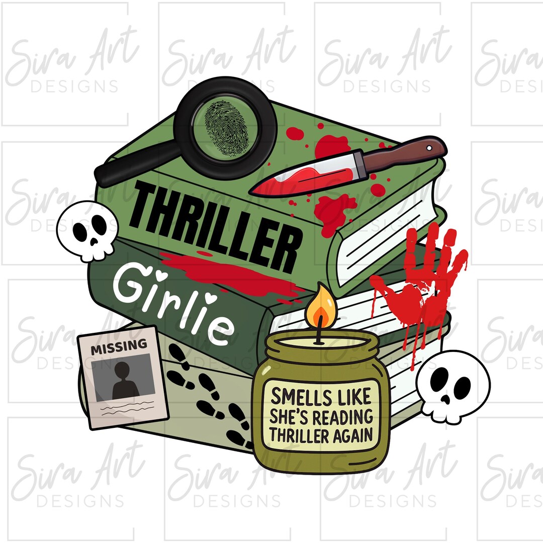 Thriller Girlie Book Stack PNG: True Crime, Horror, Detective - Etsy
