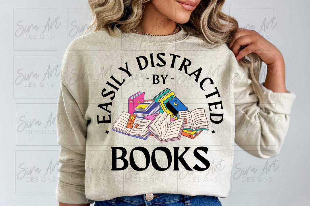 Easily Distracted by Books PNG, Book Lover, Girly Bookish Png, Spicy ...