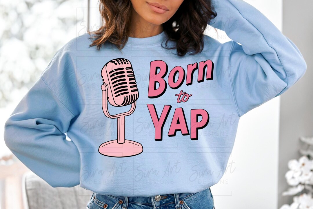 Born to Yap PNG: Funny Y2K Meme, Pink Retro Microphone (digital ...