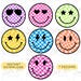 Checkered Smile Face PNG Bundle, Groovy Happy Faces Clipart Set ...