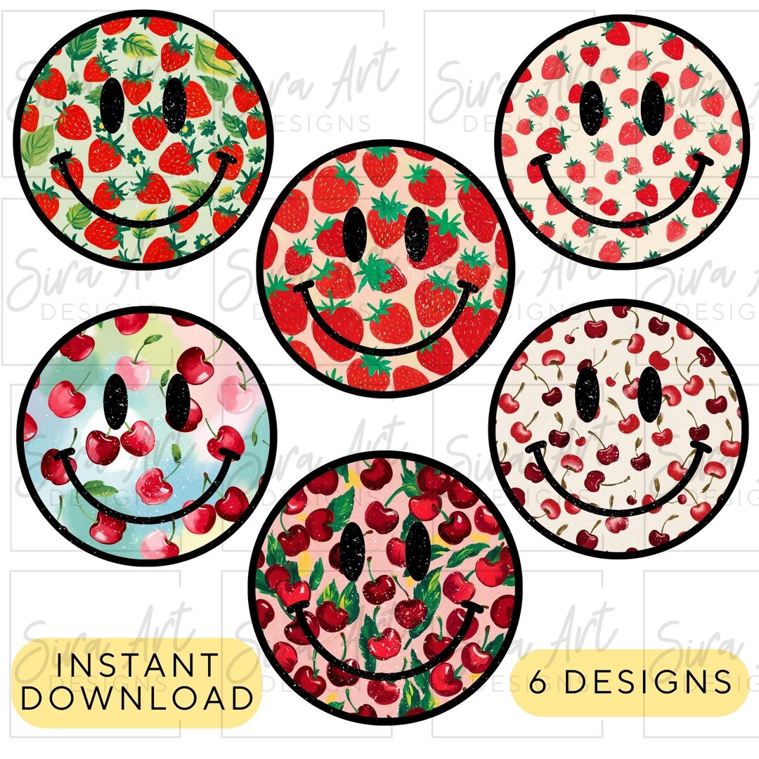 Berry Smile Face Png, Strawberry Smiley PNG, Happy Face Png, Distressed ...